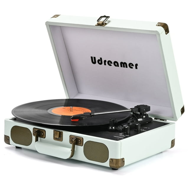 Udreamer Vinyl Record Player 3-Speed Turntable with Bluetooth,Suitcase ...