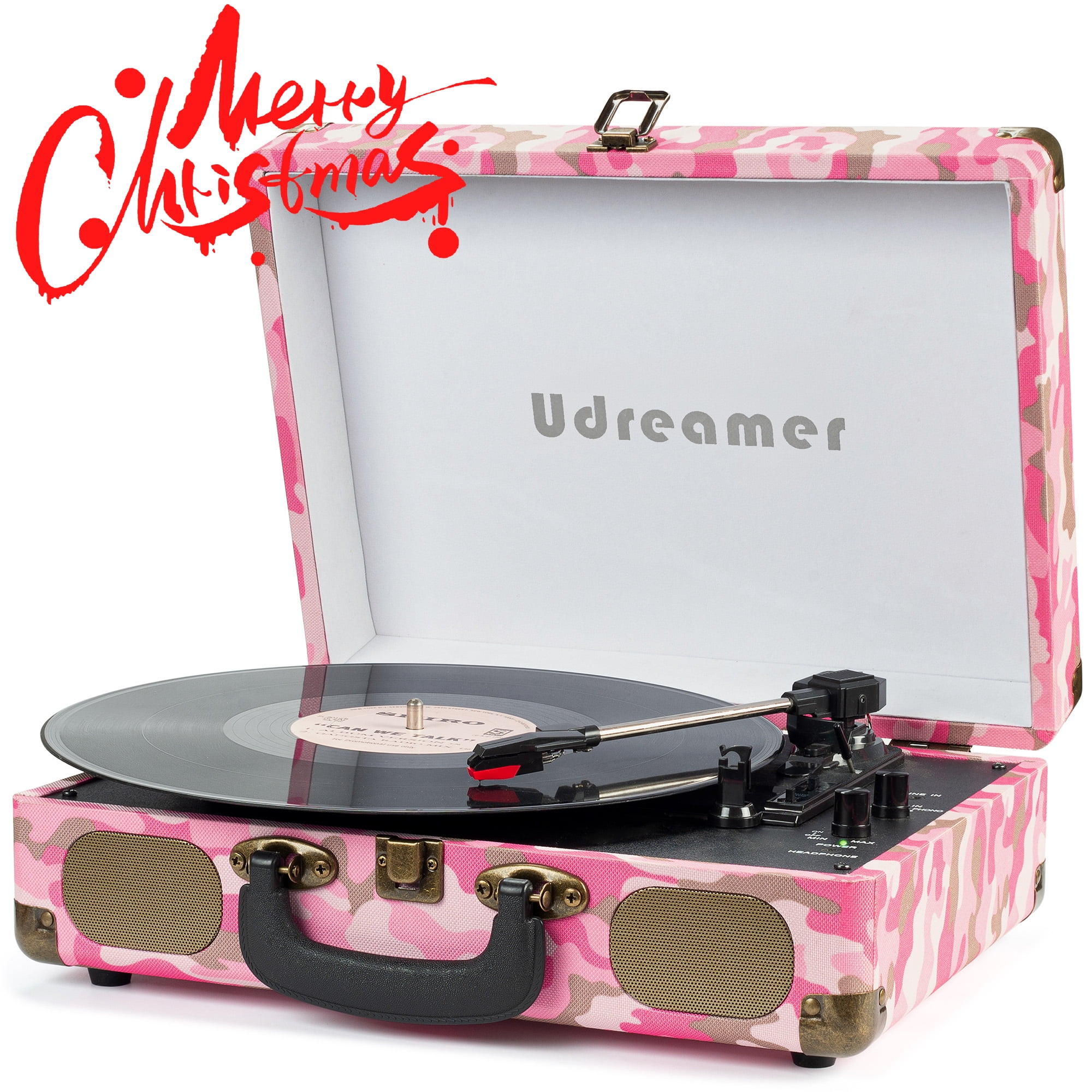 Udreamer Vinyl Record Player 3-Speed Turntable with Bluetooth,Suitcase ...