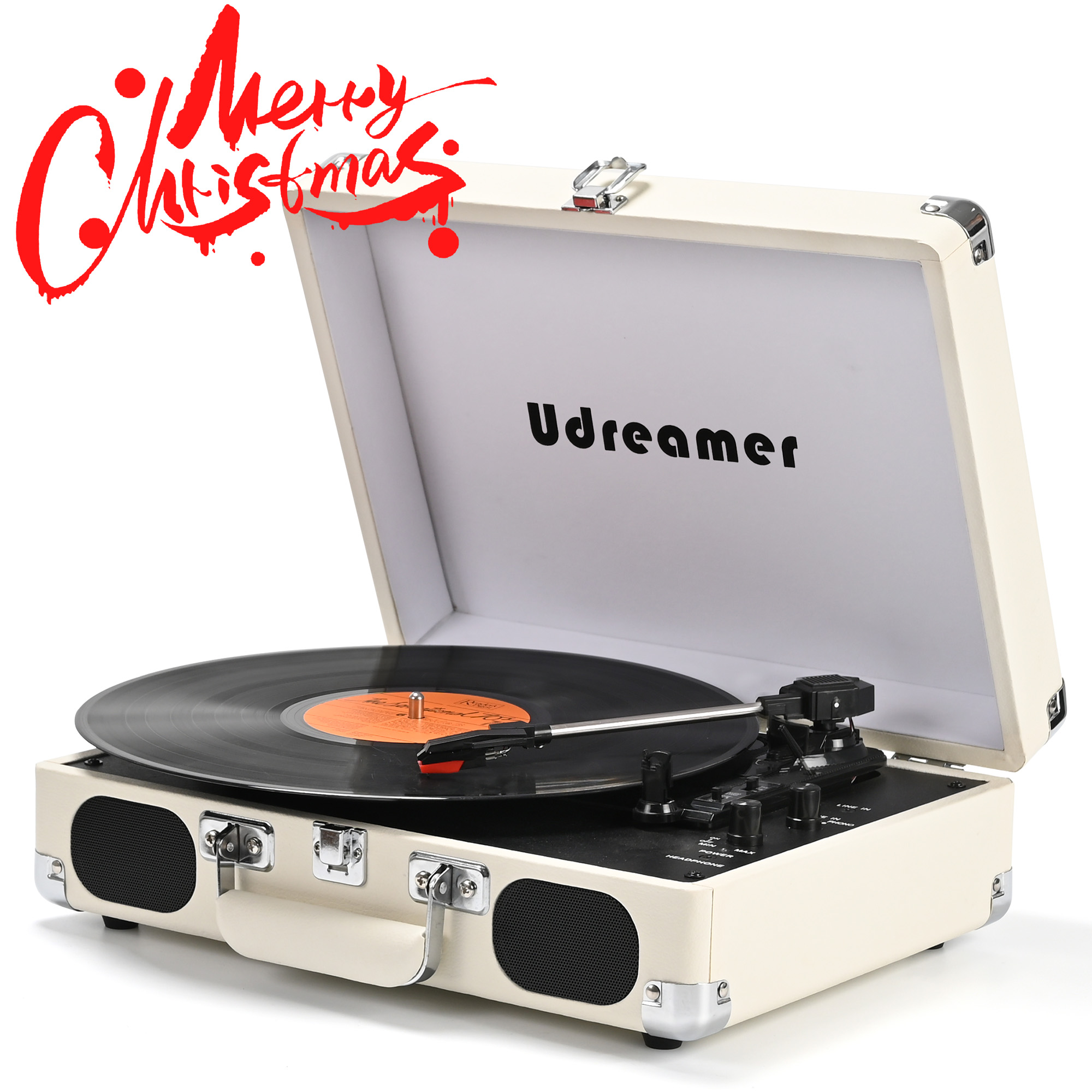 Udreamer Vinyl Record Player 3-Speed Turntable with Bluetooth,Suitcase ...