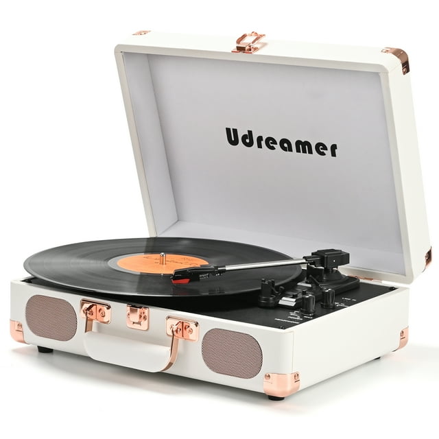 Udreamer Vinyl Record Player 3-Speed Turntable with Bluetooth,Suitcase Portable Vintage Audio ...