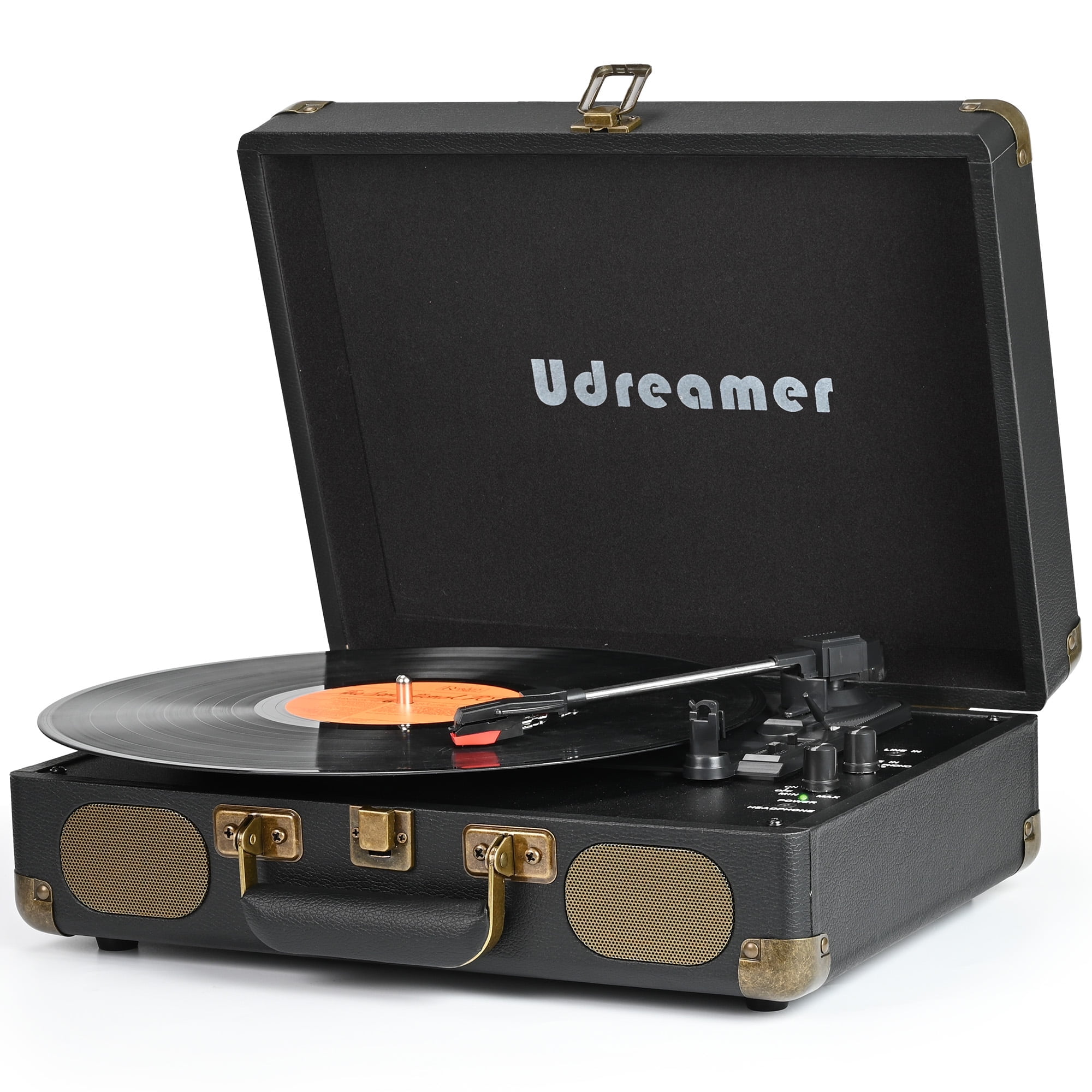 Udreamer Vinyl Record Player Turntable with Bluetooth,3-Speed Portable ...
