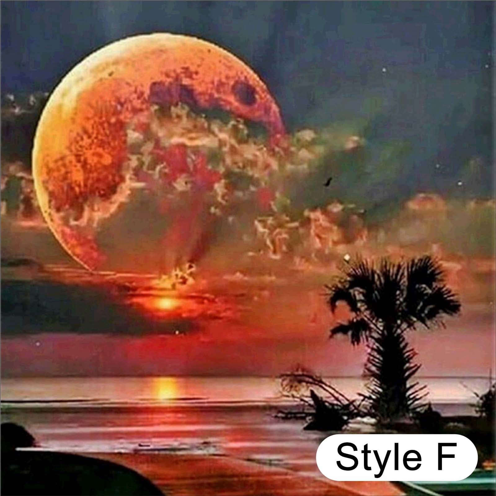 Ueasy 5D Full Drill Diamond Painting Kit, Beach Moonlit Scene Diamond ...