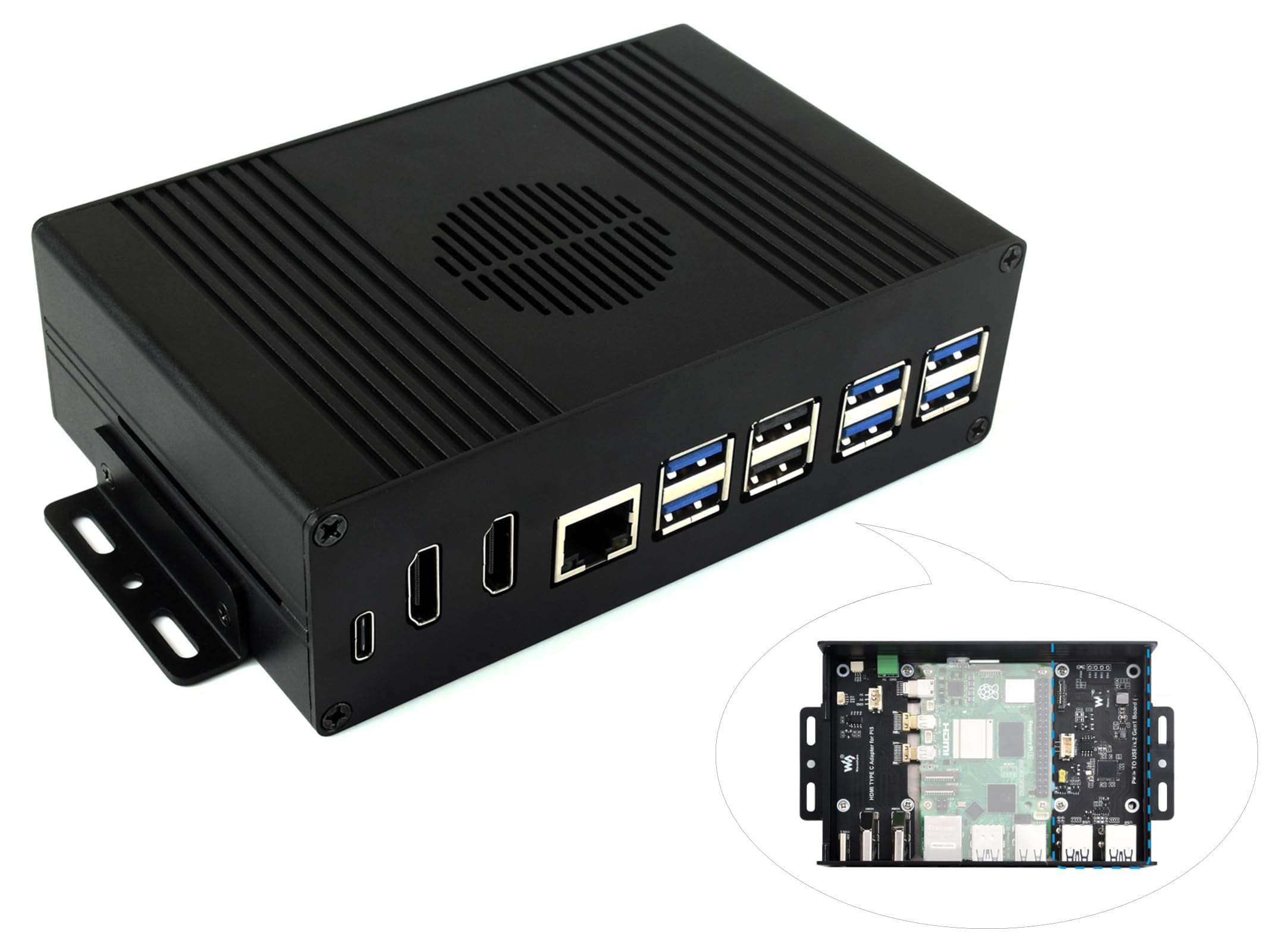 UeeKKoo Mini PC Case RRF12 for Raspberry Pi 5, Dual 4K HDMI Output ...