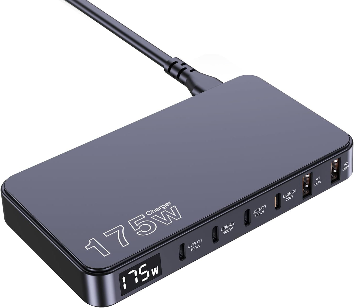Ueetop 175W GaN USB C Charger LED Display 6-Port Desktop Charger Type C ...