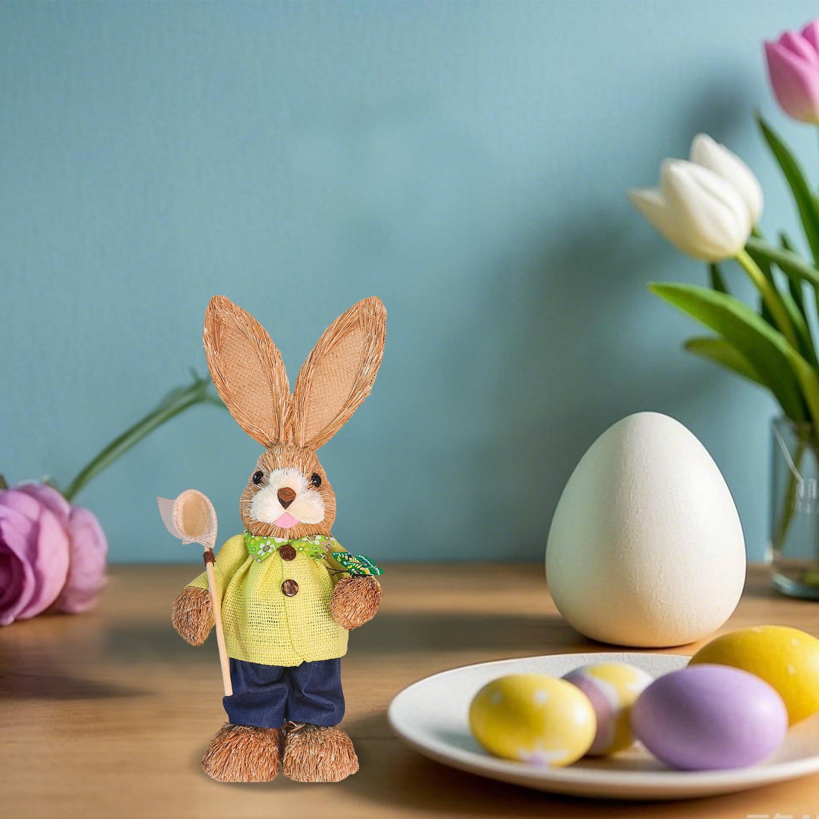 Uehau Handmade DIY Woven Straw Bunny Craft Kit – Easter Decoration ...