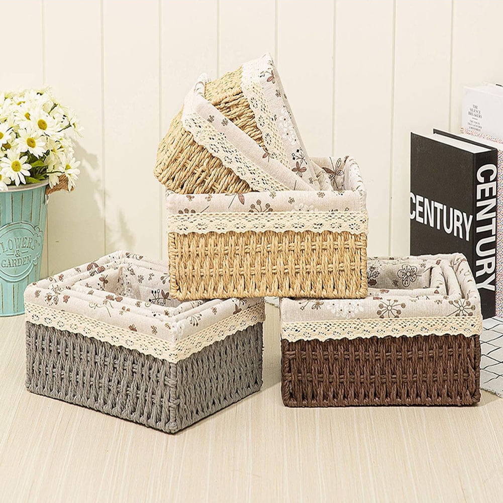 Uehgn Handmade Storage Basket Wicker Baskets for Organizing Shelf ...