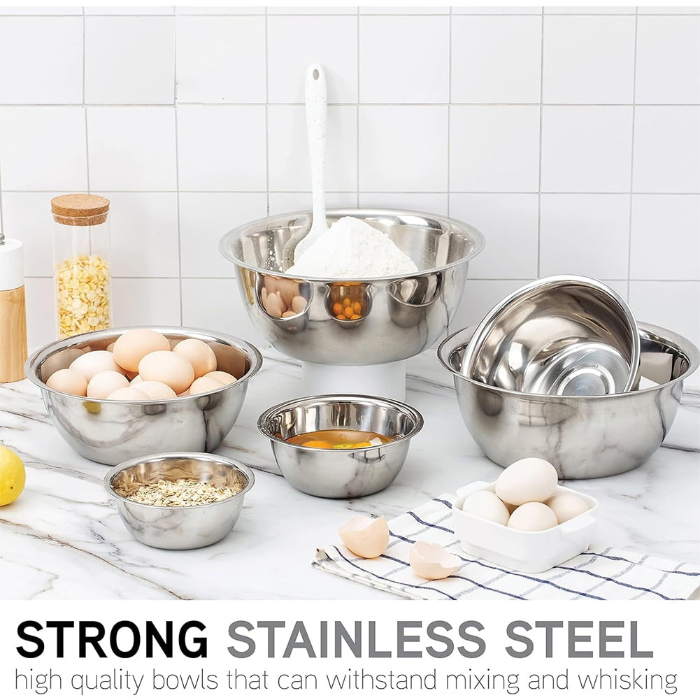 Uehgn Meal Prep Stainless Steel Mixing Bowls, Polished Mirror Kitchen ...