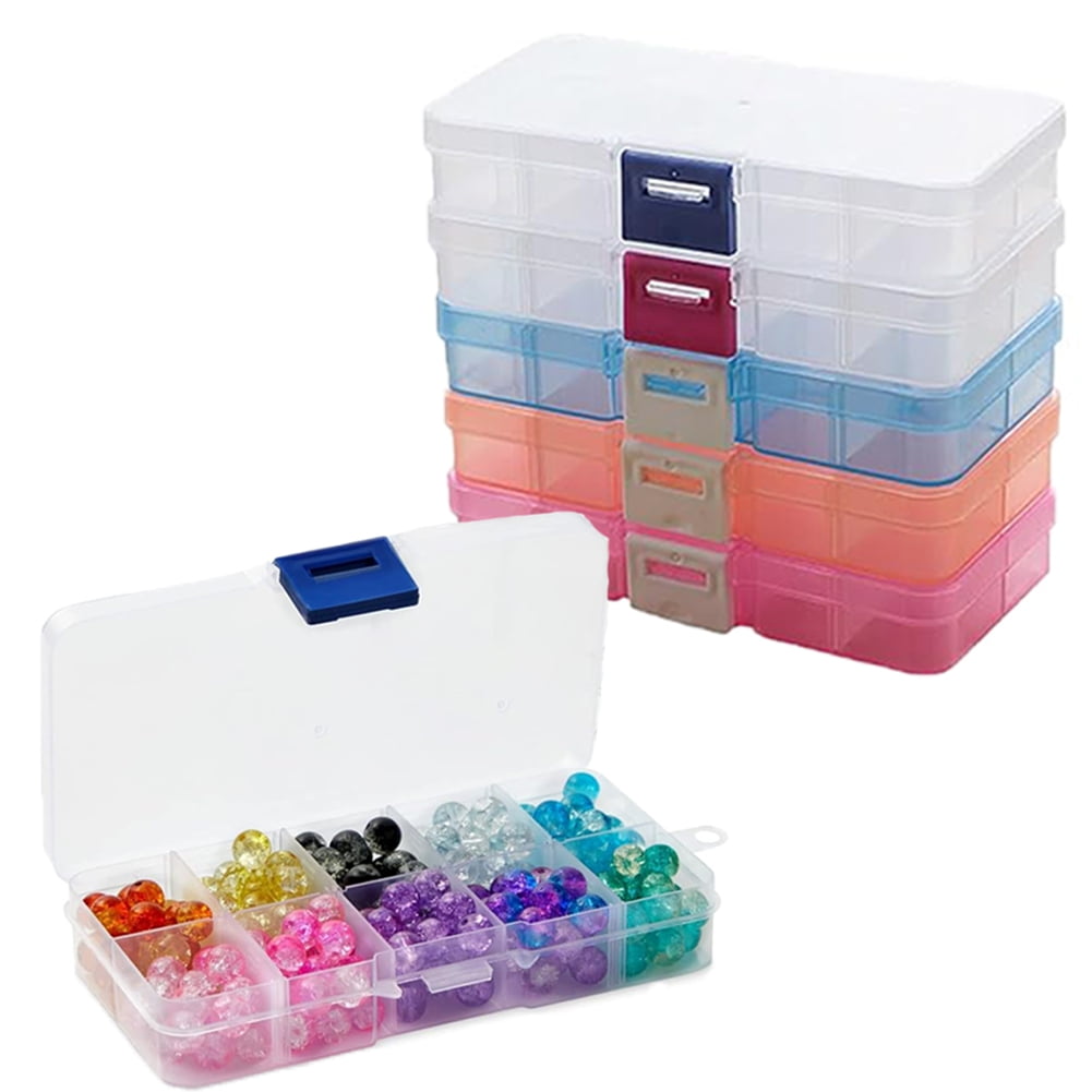 Uehgn Mini Clear Storage Containers with 10 Grid Dividers, Removable ...