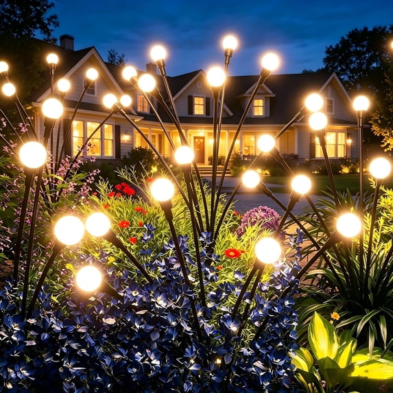 Ueljzpe Solar Lights Outdoor 4-Pack of 32 Leds Solar Garden Firefly ...