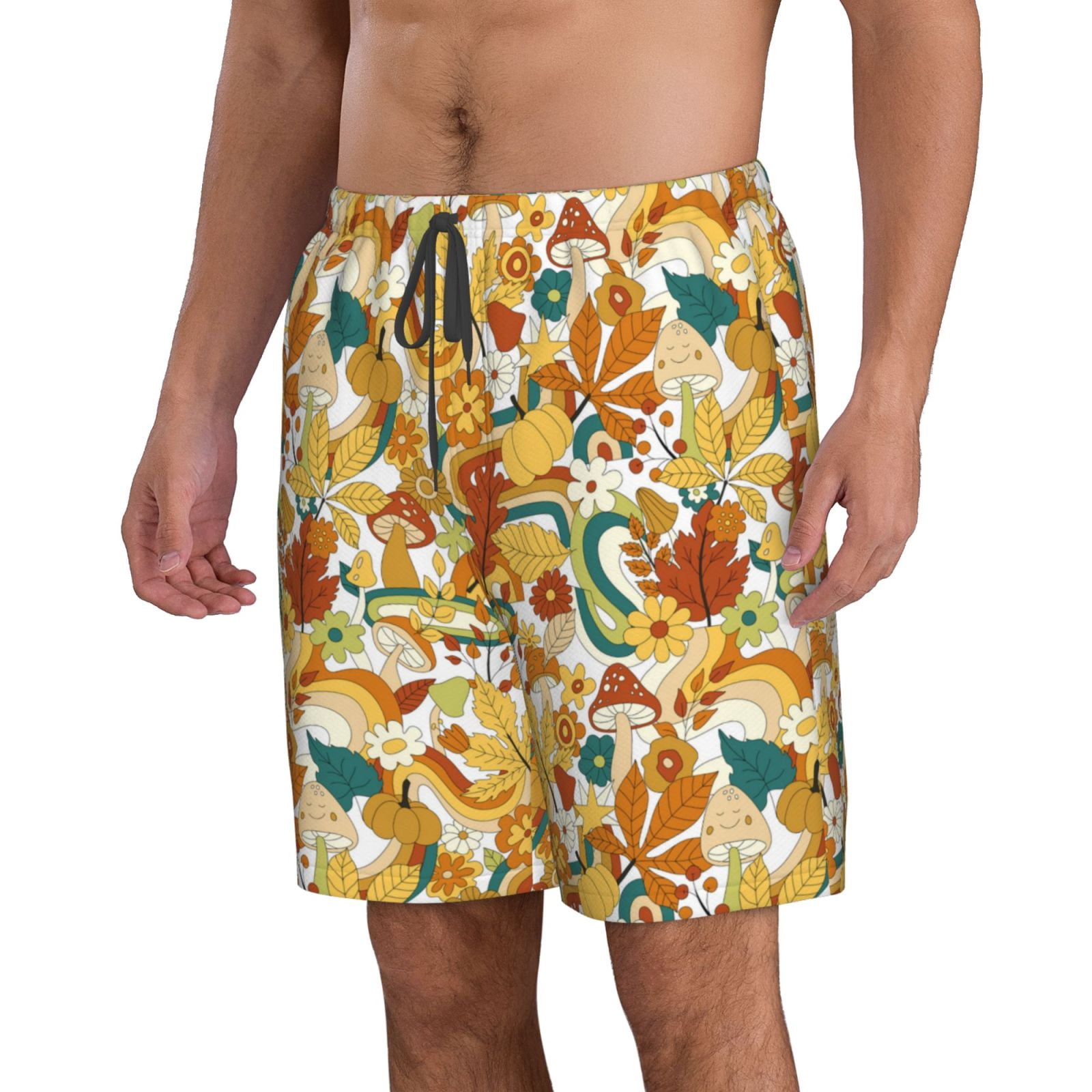 Uemuo 70s Groovy Hippie Pattern Men's Swim Trunks Hawaiian Beach ...