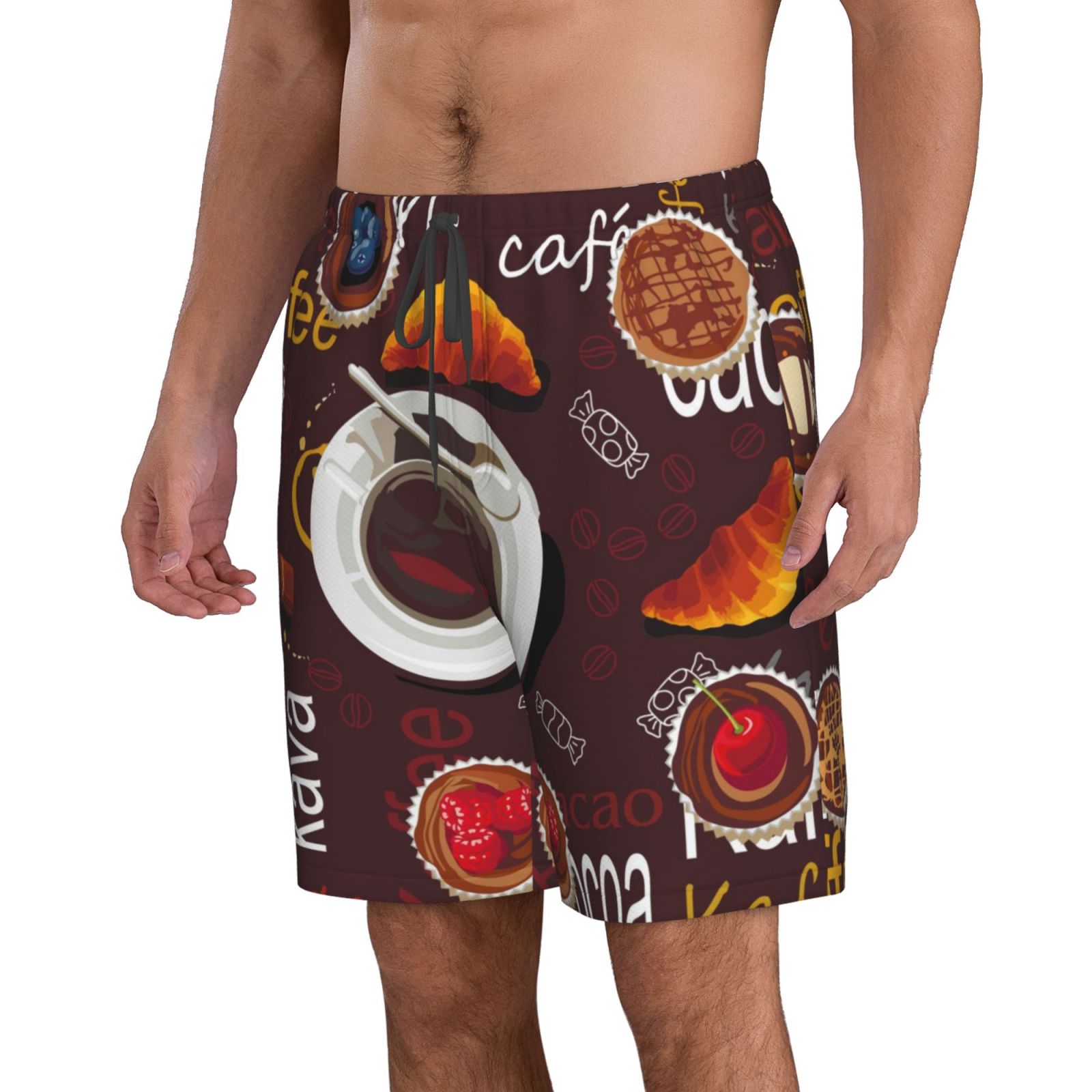 Uemuo A Cup Of Black Coffee On A Saucer Pattern Men's Swim Trunks ...