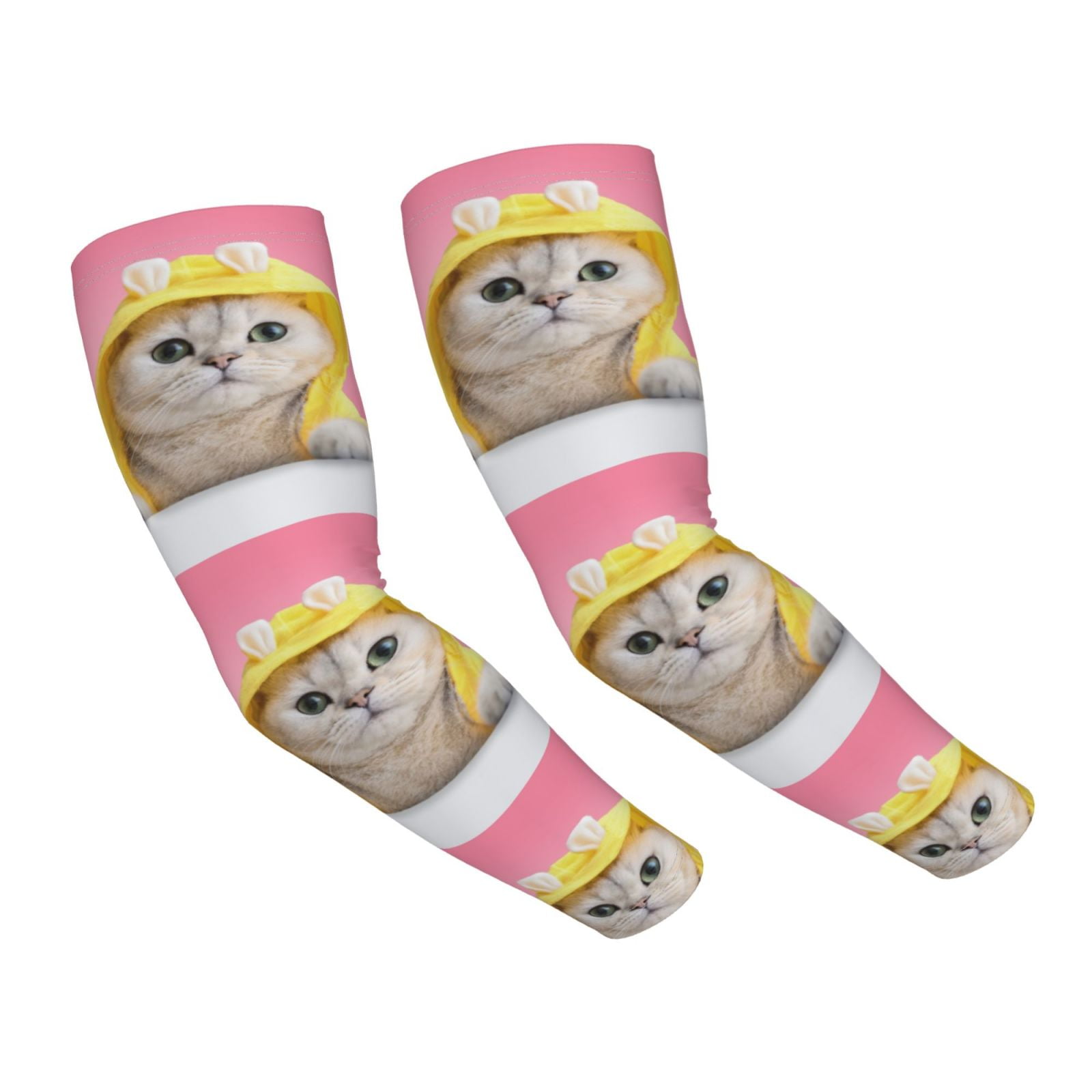 Uemuo A Funny Cat Printed Arm Sleeves, Cooling UV Sun Protection Sports ...