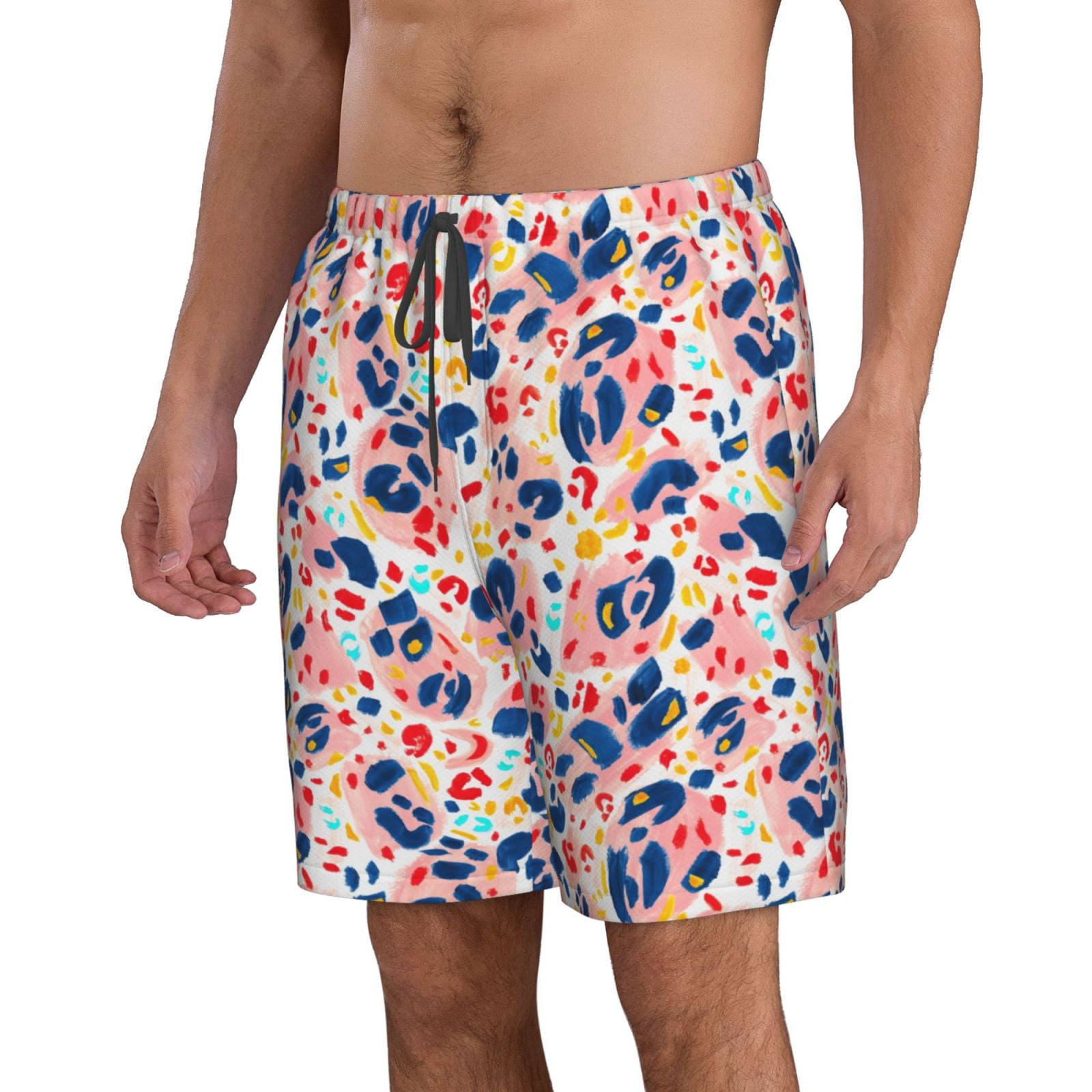 Uemuo Abstract Leopard Print Pattern Men's Swim Trunks Hawaiian Beach ...