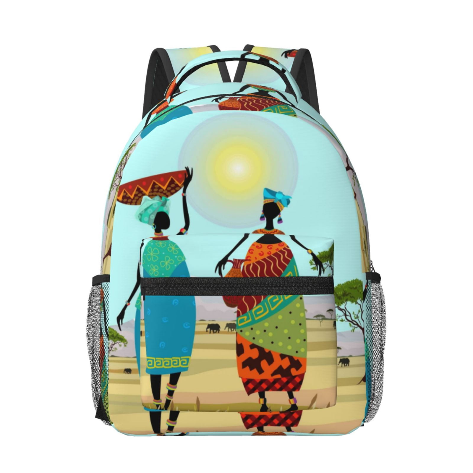 Uemuo African Women Printed Student Durable Water-resistant Backpack ...
