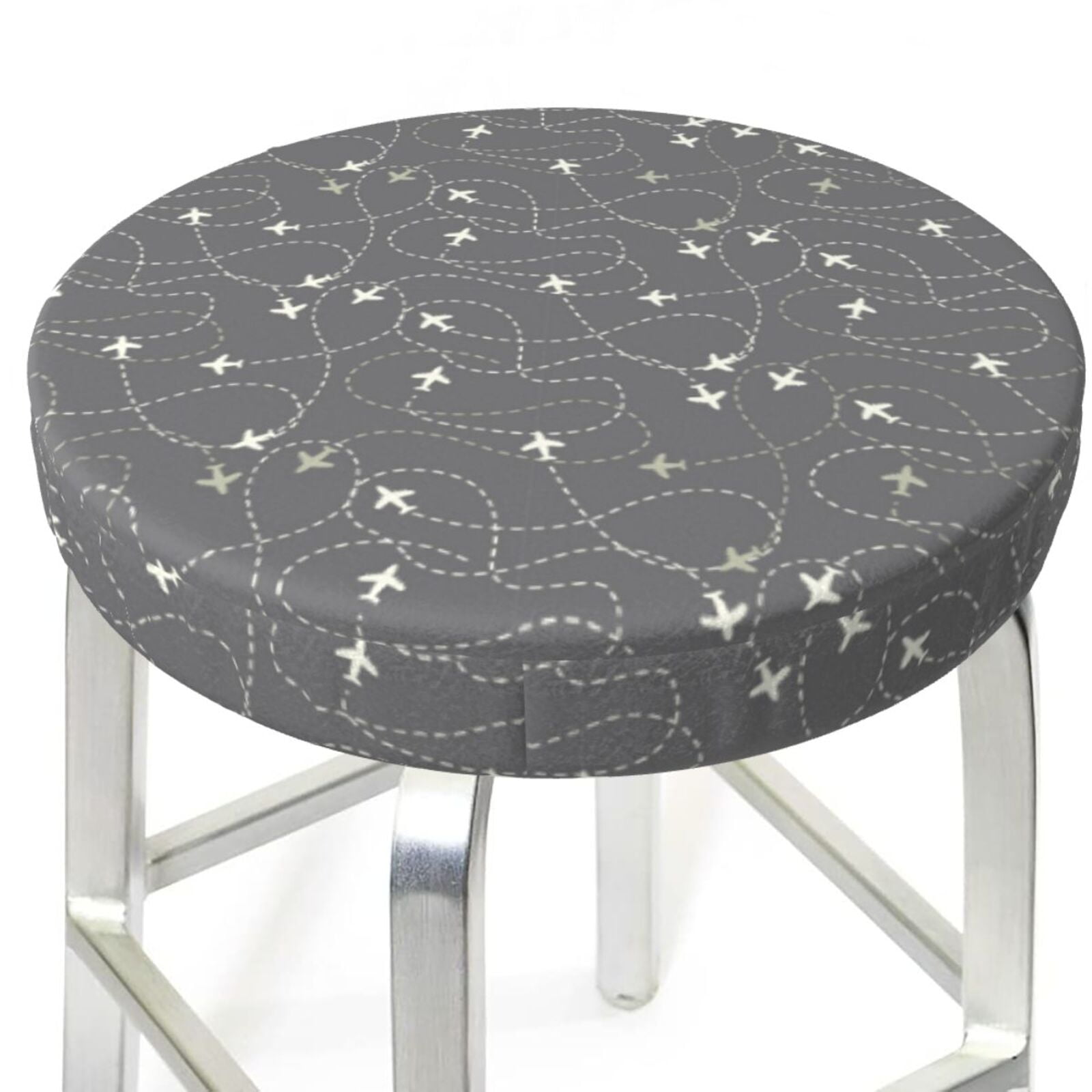 Uemuo Airplane Routes Around The World Pattern Round Bar Stool Seat ...