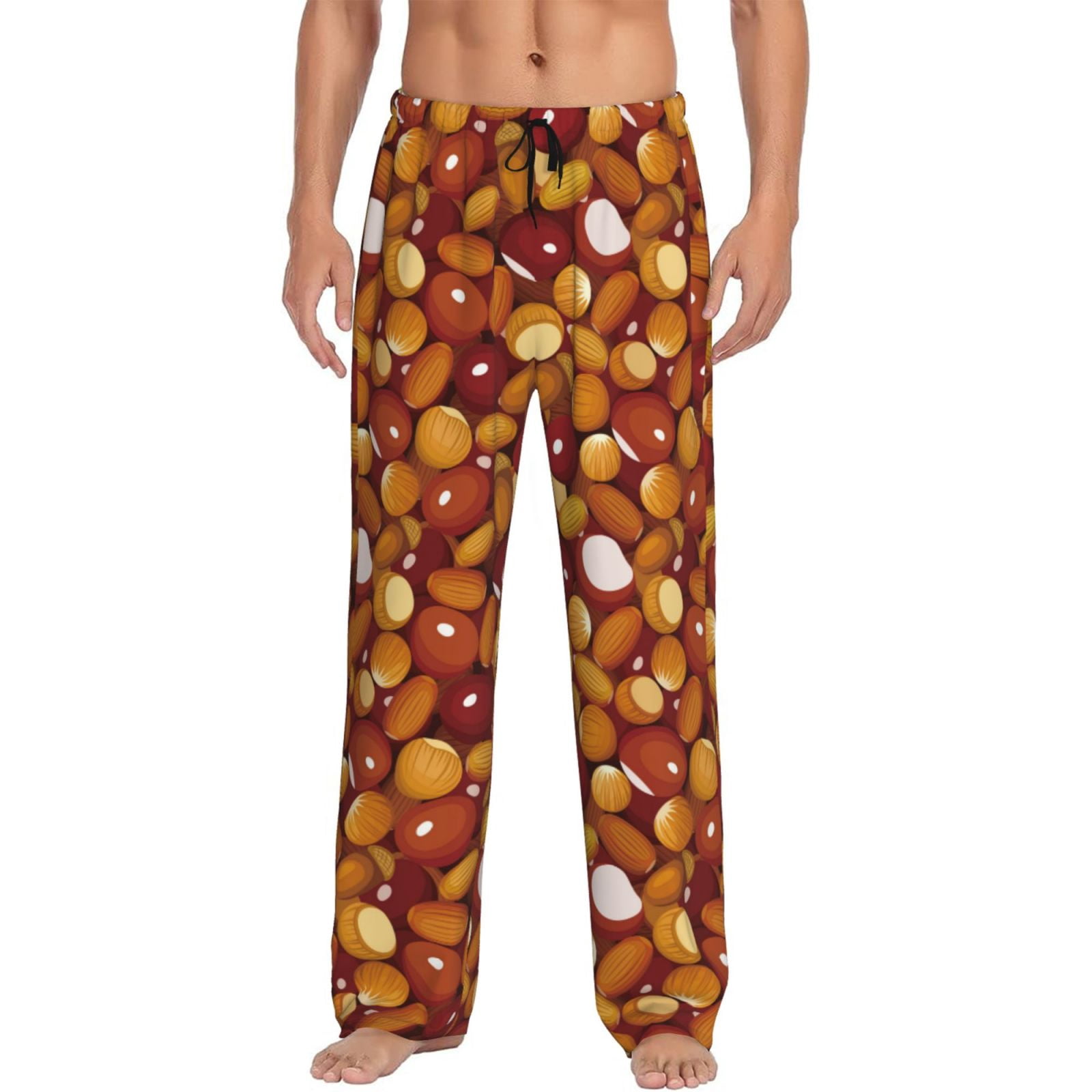 Uemuo Almond Nuts Pattern Men's Wide Leg Palazzo Lounge Pants with ...
