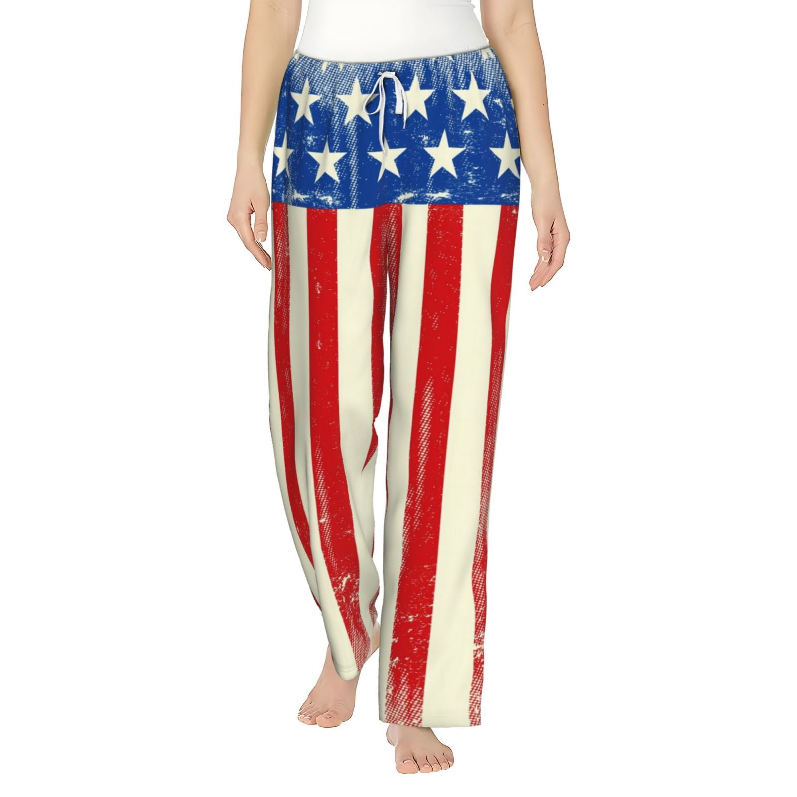 Uemuo America Flags2 Pattern Women's Wide Leg Palazzo Lounge Pants with ...