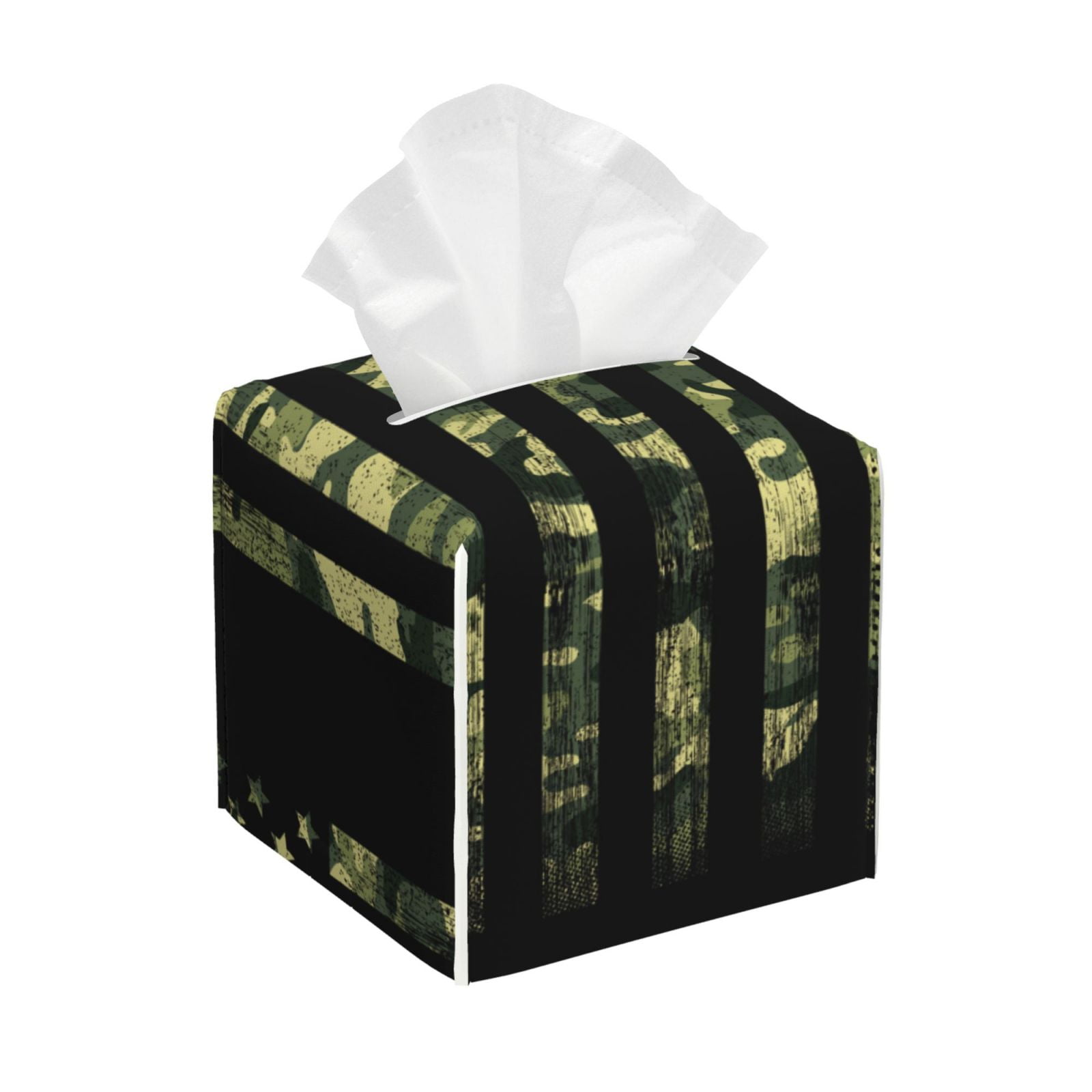 Uemuo American Flag Camo Tissue Box Cover Holder, Square with Bottom ...