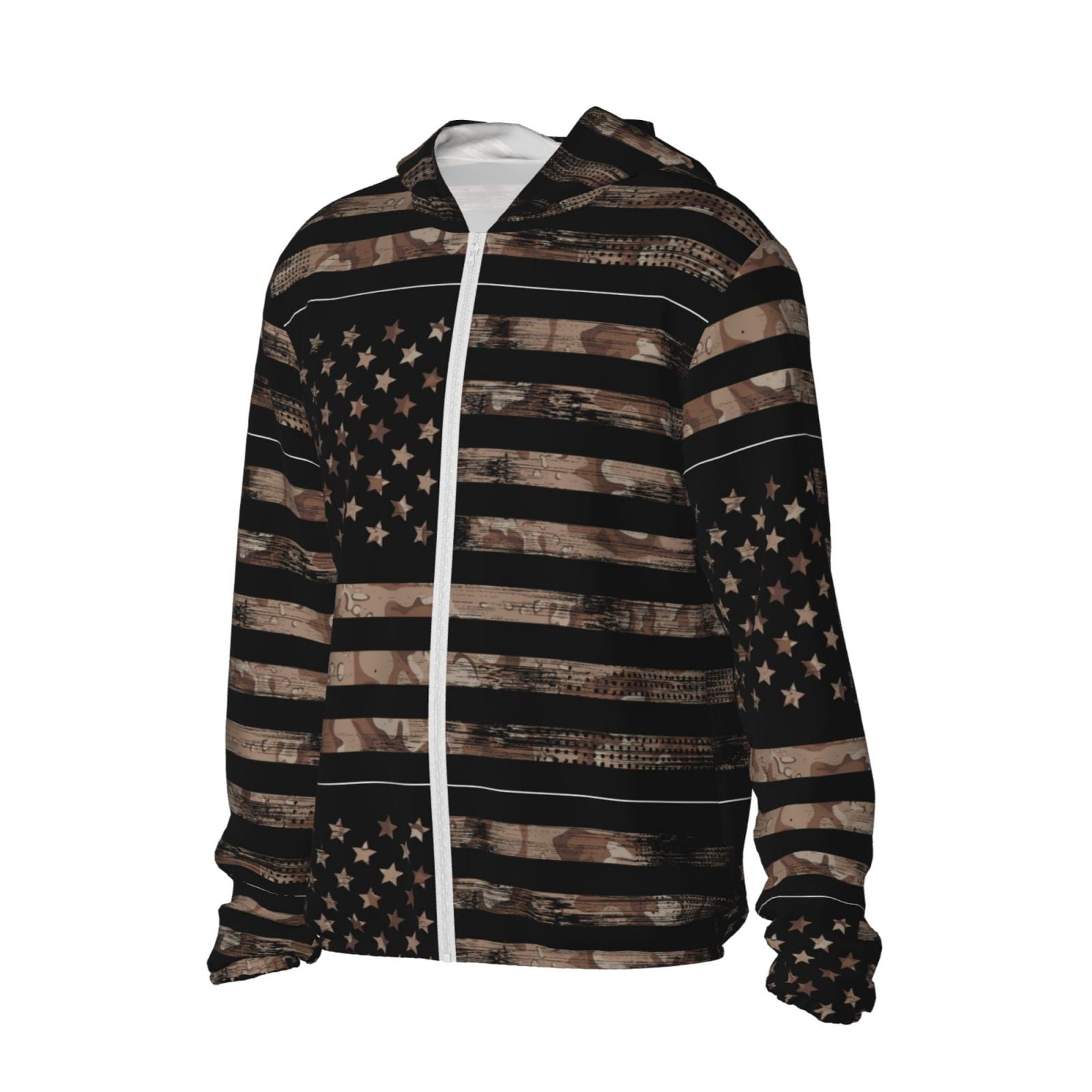 Uemuo American Flag with Desert Camouflage Pattern Women's Full Zip UPF ...