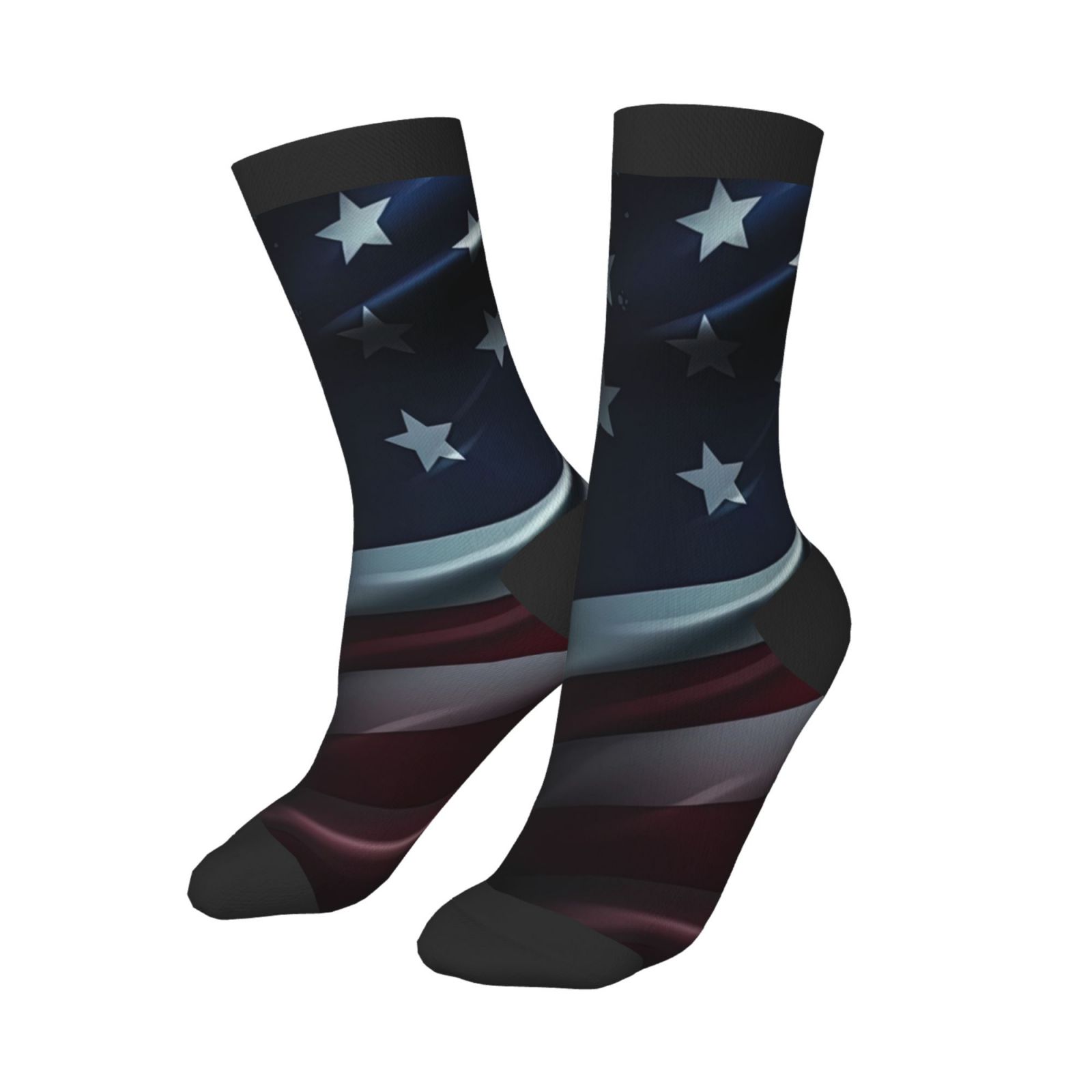 Uemuo American Flag Waving Print Printed Kids Boys Socks Seamless Crew ...