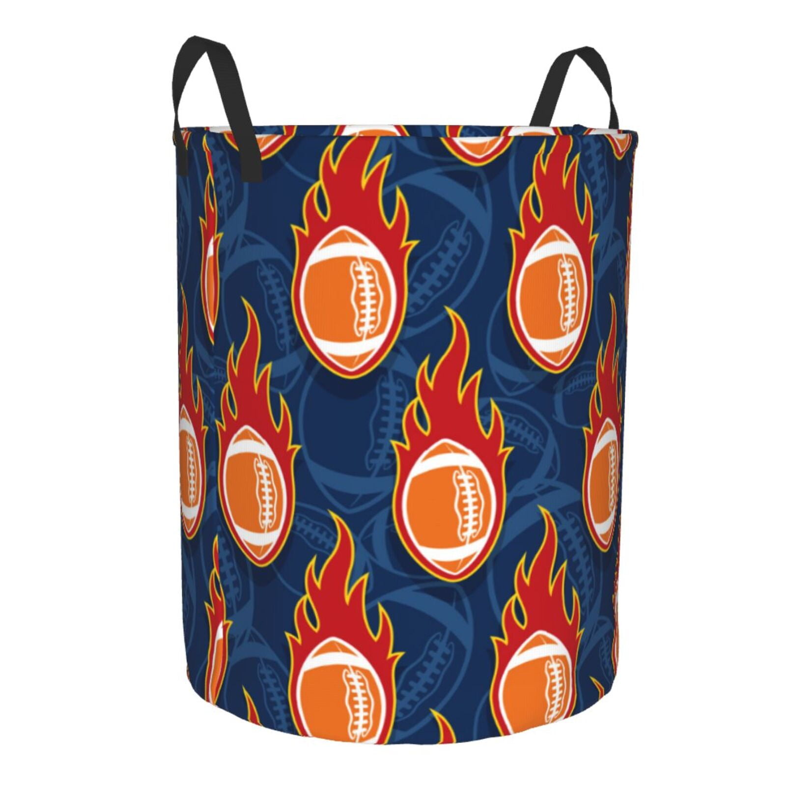 Uemuo American Football and Fire Flames Pattern Circular Laundry Hamper ...