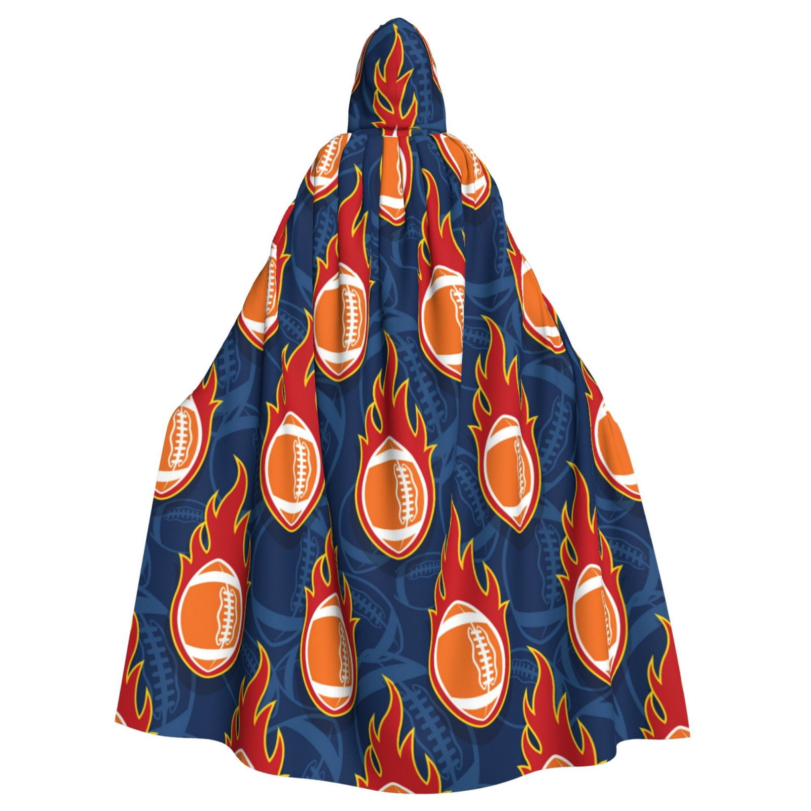 Uemuo American Football and Fire Flames Pattern Hooded Cloak Cape with ...