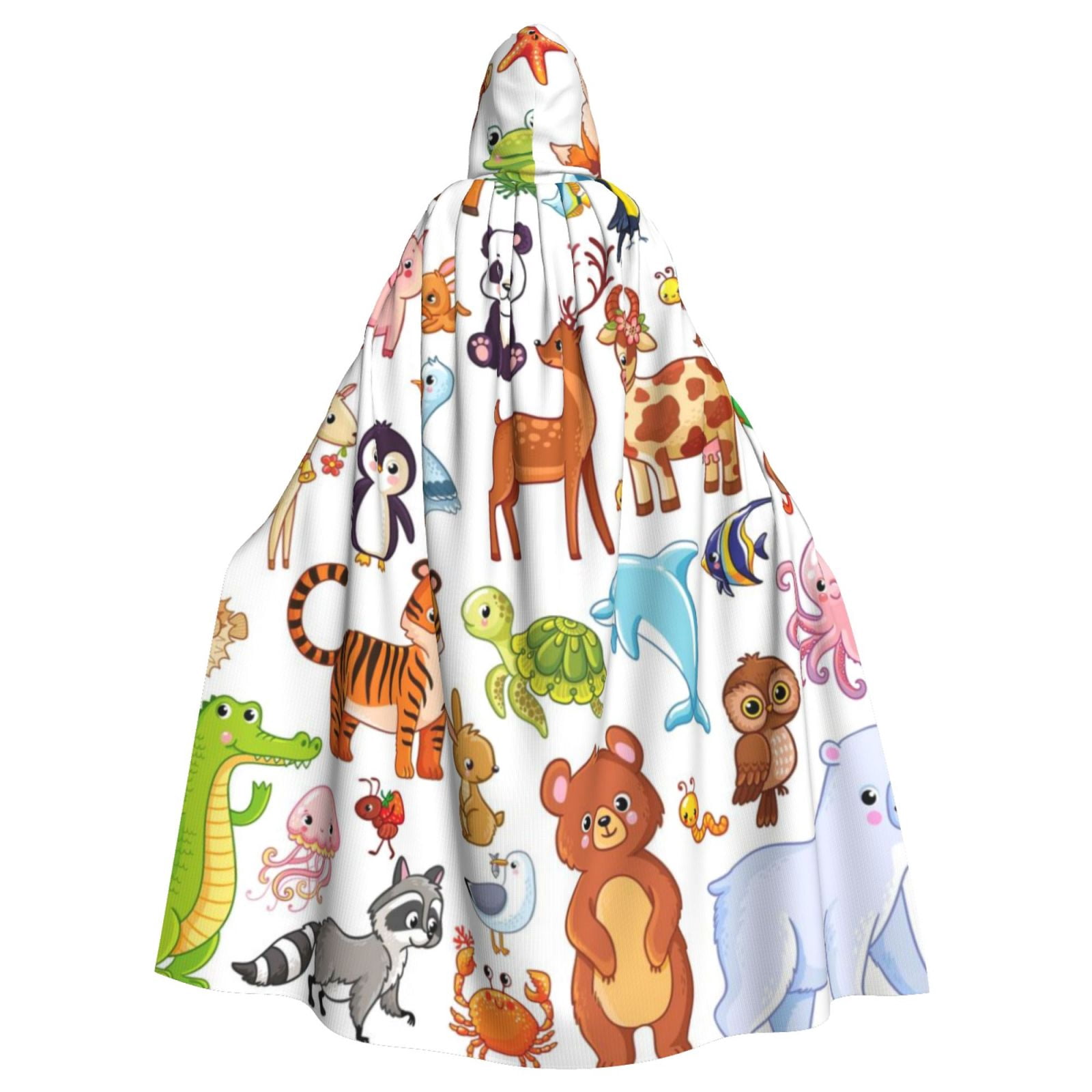 Uemuo Animal Cartoon Style Pattern Hooded Cloak Cape with Hood ...