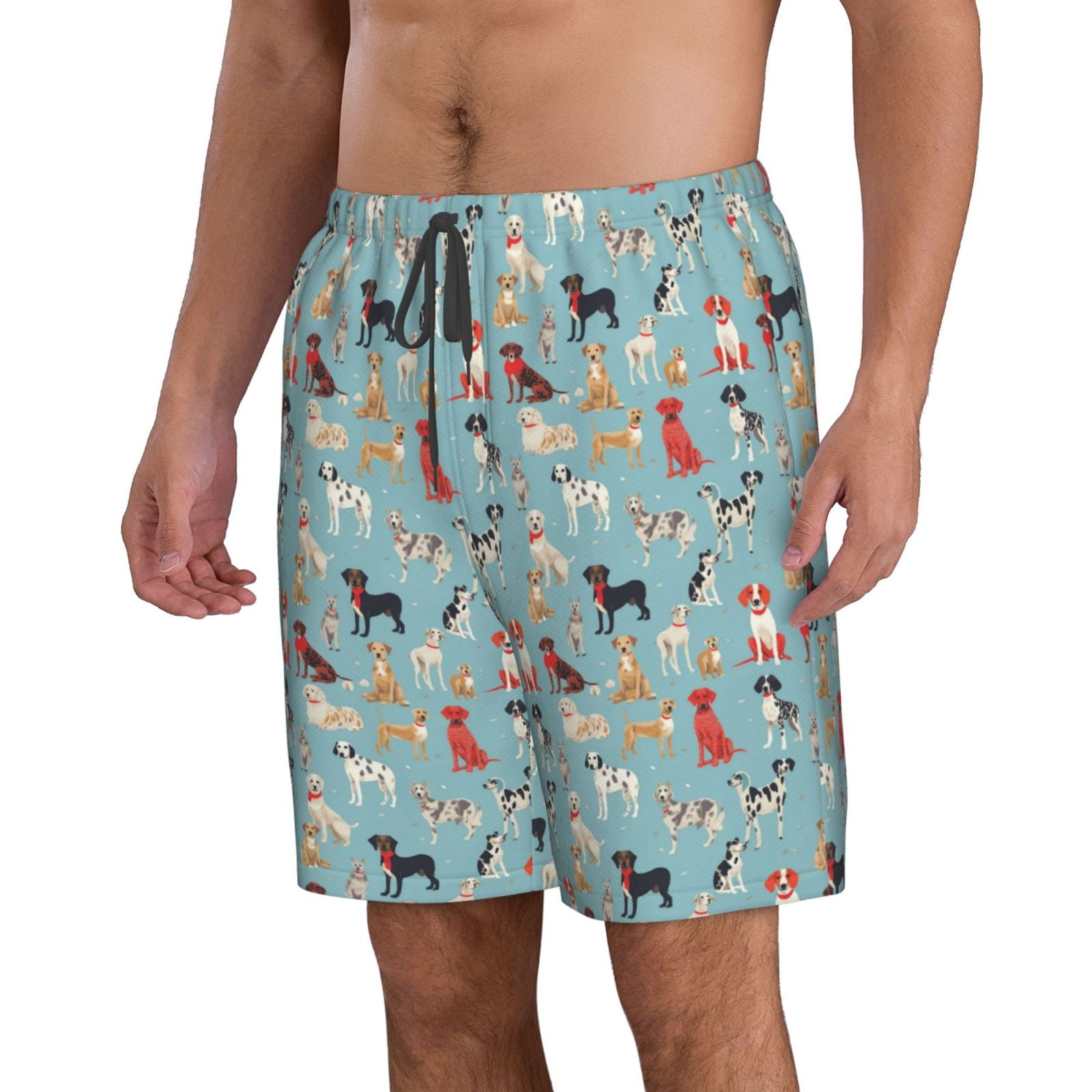 Uemuo Animal Dog Pattern Men's Swim Trunks Hawaiian Beach Bathing Suit ...
