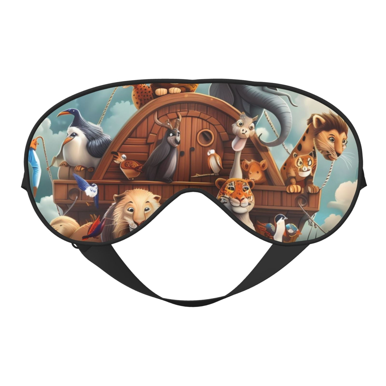 Uemuo Animal Filled Noahs Ark Pattern Sleep Eye Mask - Light Blocking ...