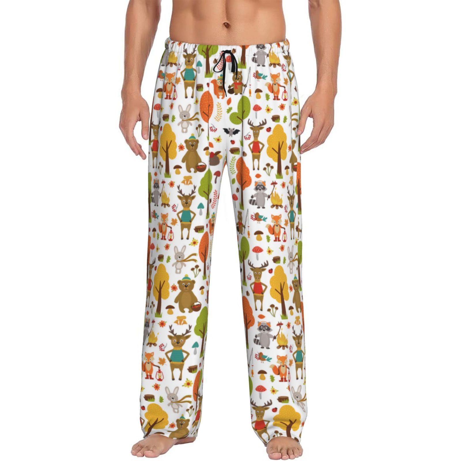 Uemuo Animals Forest Pattern Men's Wide Leg Palazzo Lounge Pants with ...