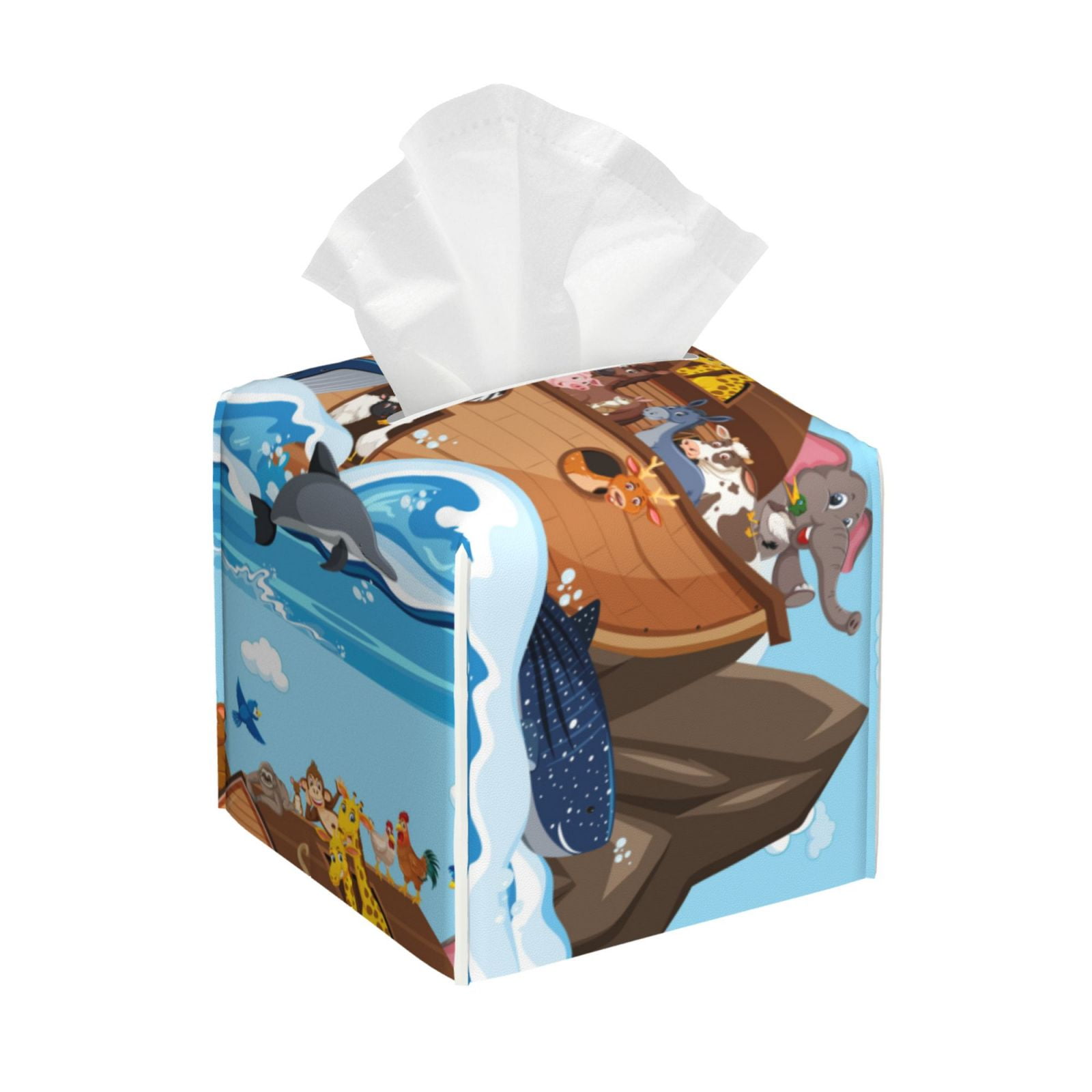 Uemuo Animals on Noah's Ark Floating Tissue Box Cover Holder, Square ...