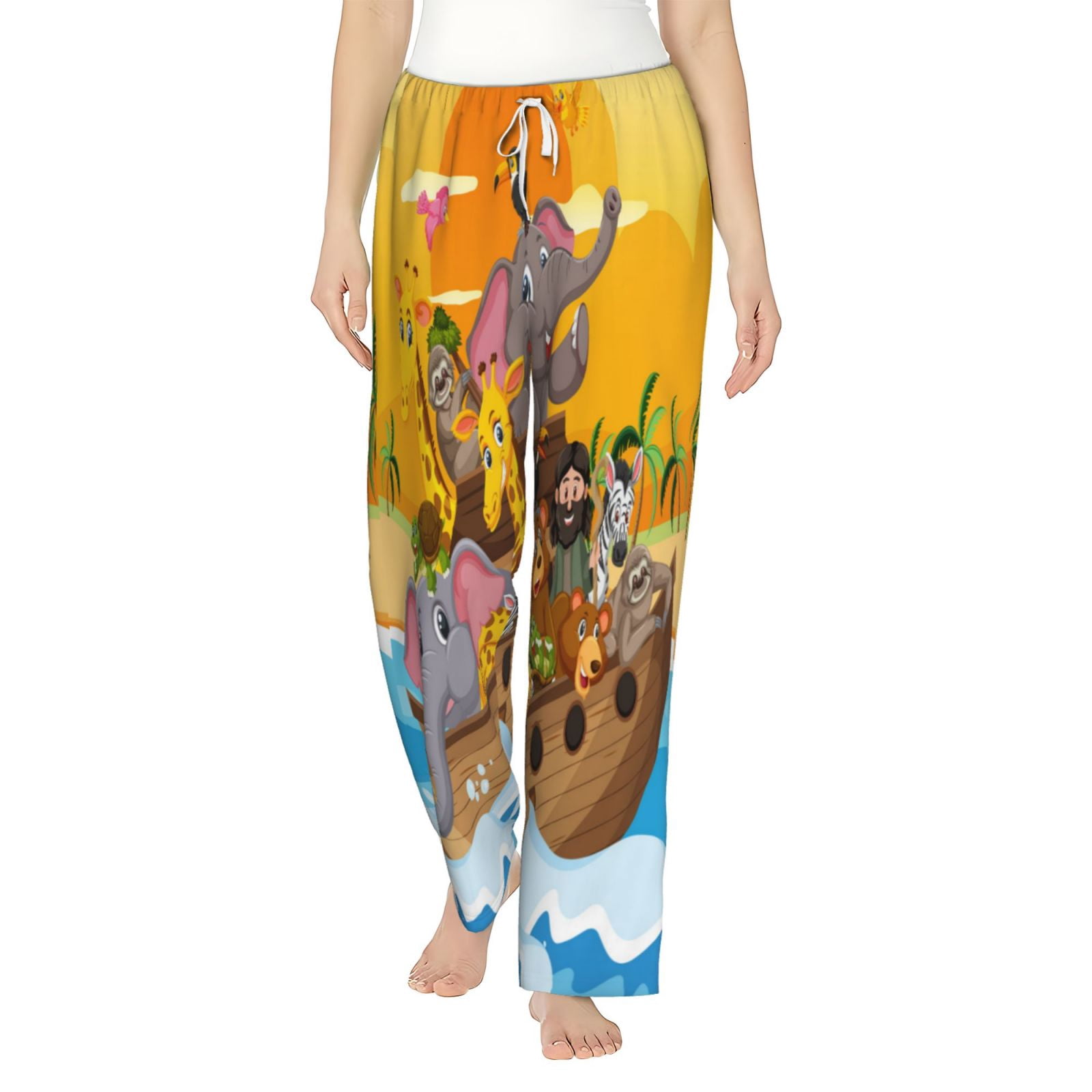 Uemuo Animals on Noah's Ark1 Pattern Women's Wide Leg Palazzo Lounge ...