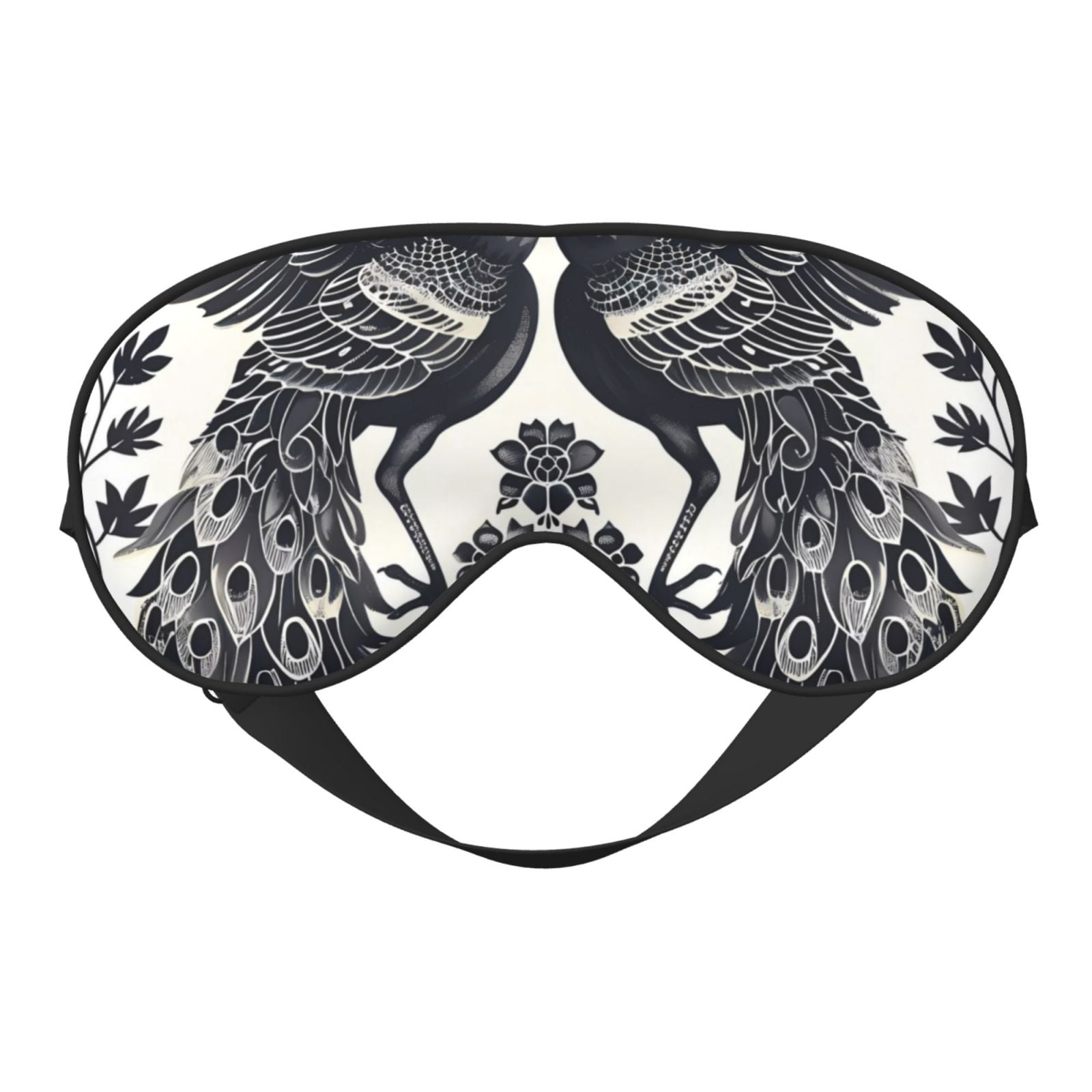 Uemuo Artistic Black White Peacocks Pattern Sleep Eye Mask - Light ...