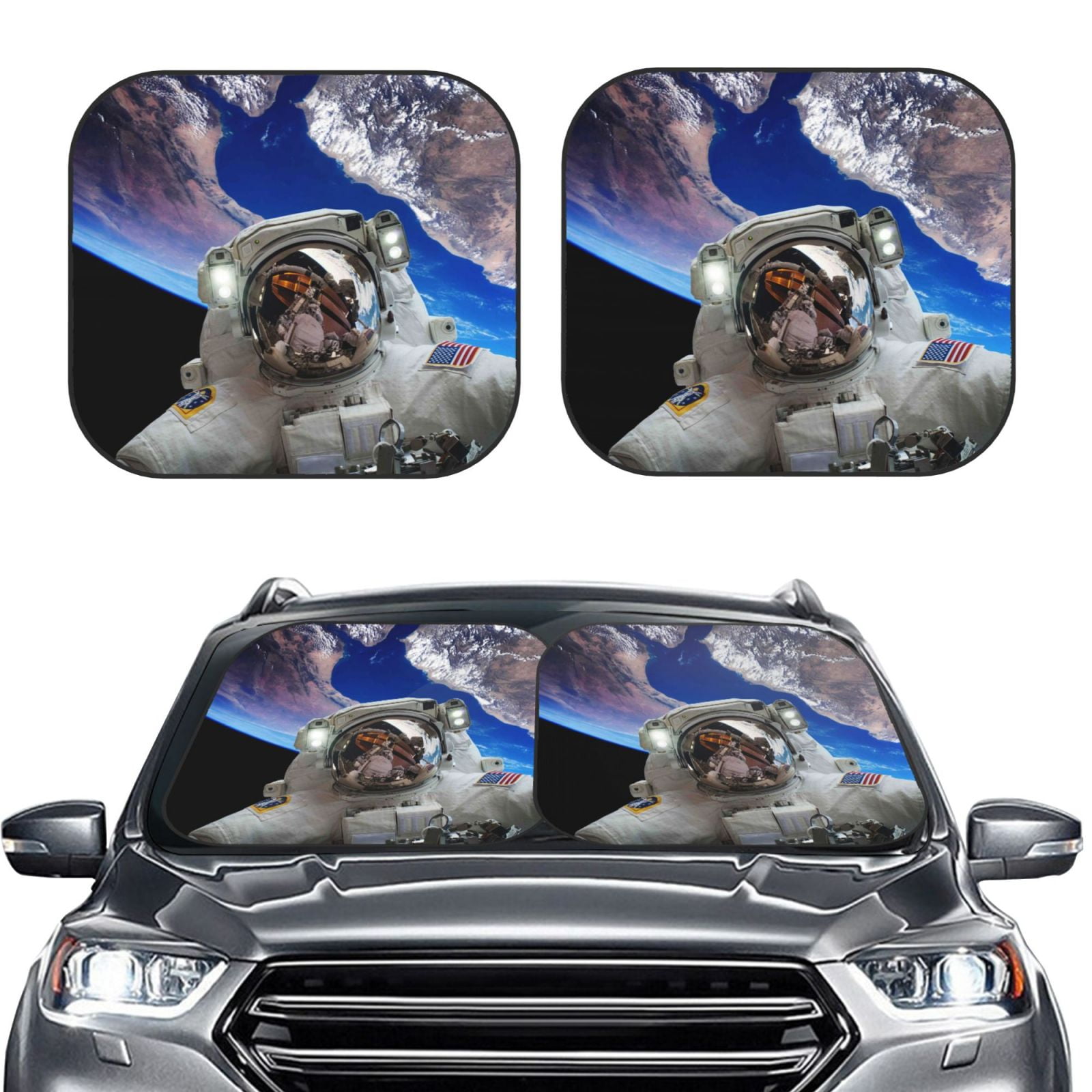 Uemuo Astronaut in Outer Space Printed 2 PCS Car Windshield Sun Shade ...