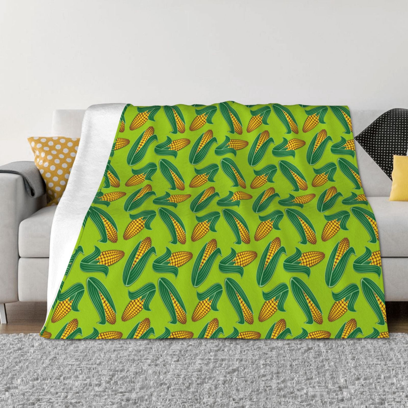 Uemuo Autumn Corn Printed Throw Blanket for Couch, Fluffy Fuzzy ...