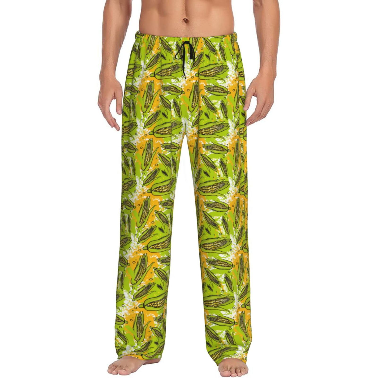 Uemuo Autumn Harvest Cartoon Corn Pattern Men's Wide Leg Palazzo Lounge ...