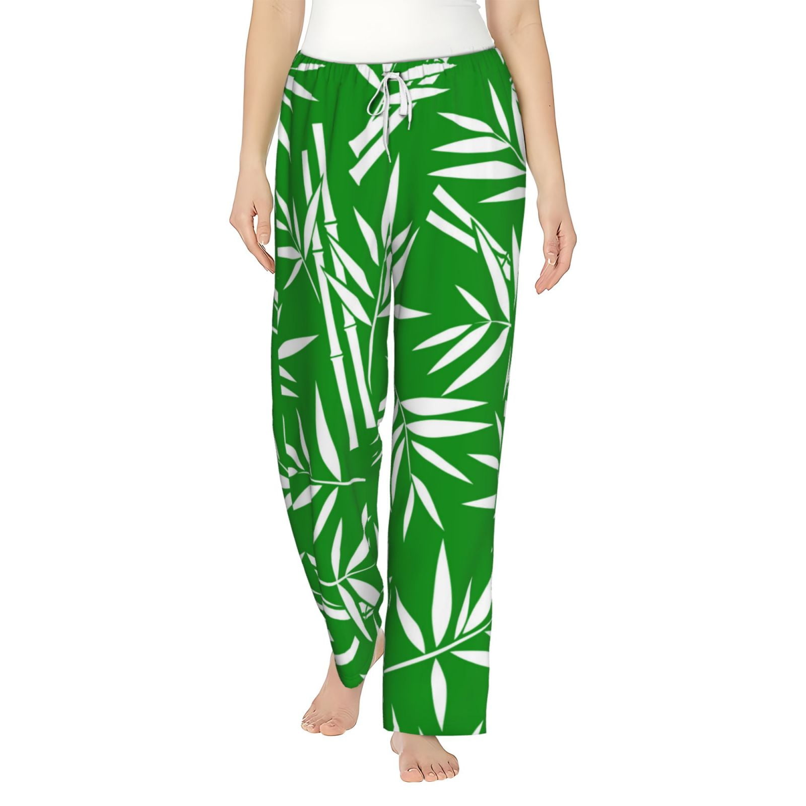 Uemuo Bamboo Pattern Women's Wide Leg Palazzo Lounge Pants with Pockets ...