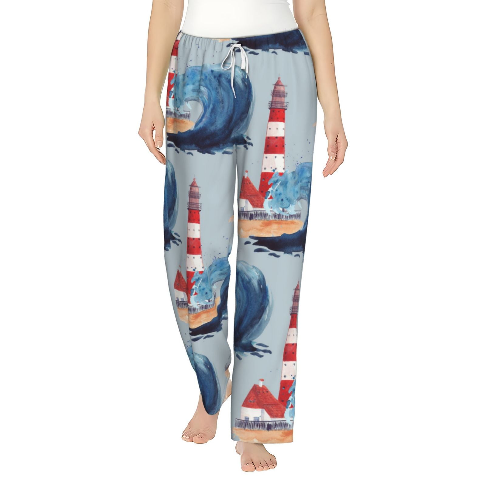 Uemuo Beacon In The Huge Waves Of The Surf Pattern Women's Wide Leg ...