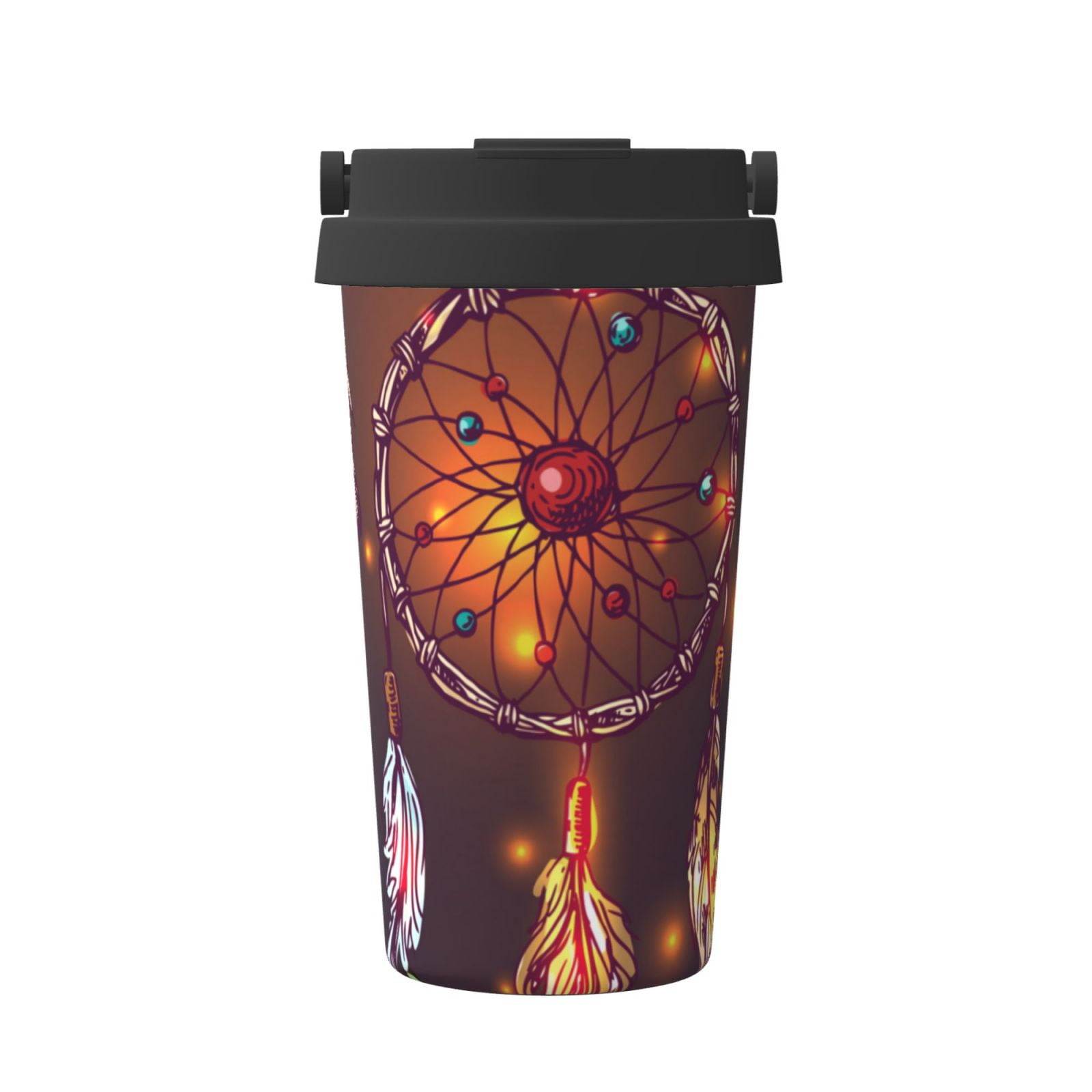 Uemuo Beautiful Dreamcatcher1 Print Carry Insulated Coffee Mug, Travel Mug with Hidden Handle ...