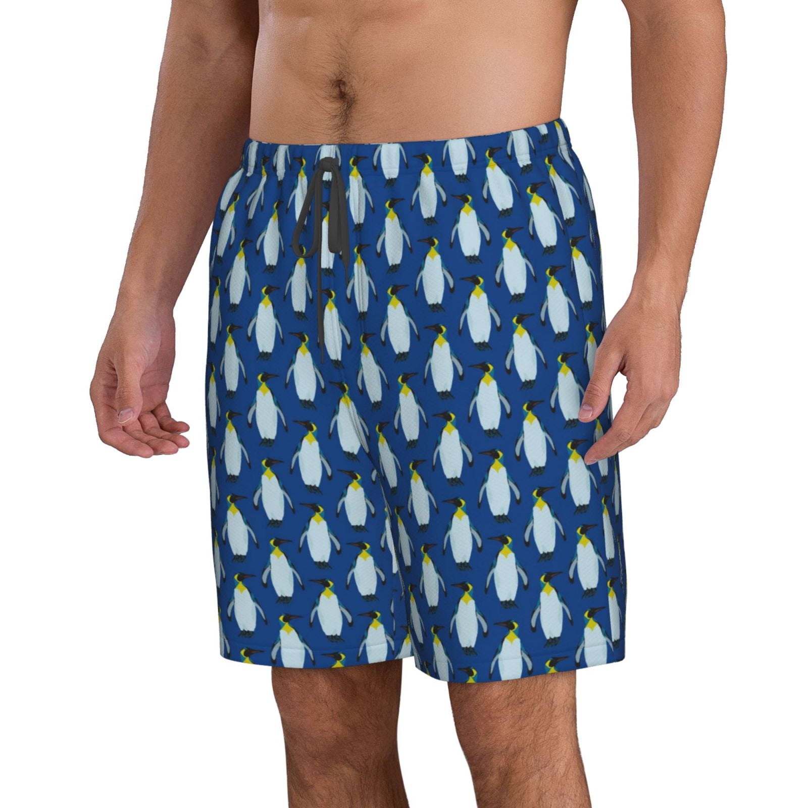 Uemuo Beautiful King Penguin Pattern Pattern Men's Swim Trunks Hawaiian ...