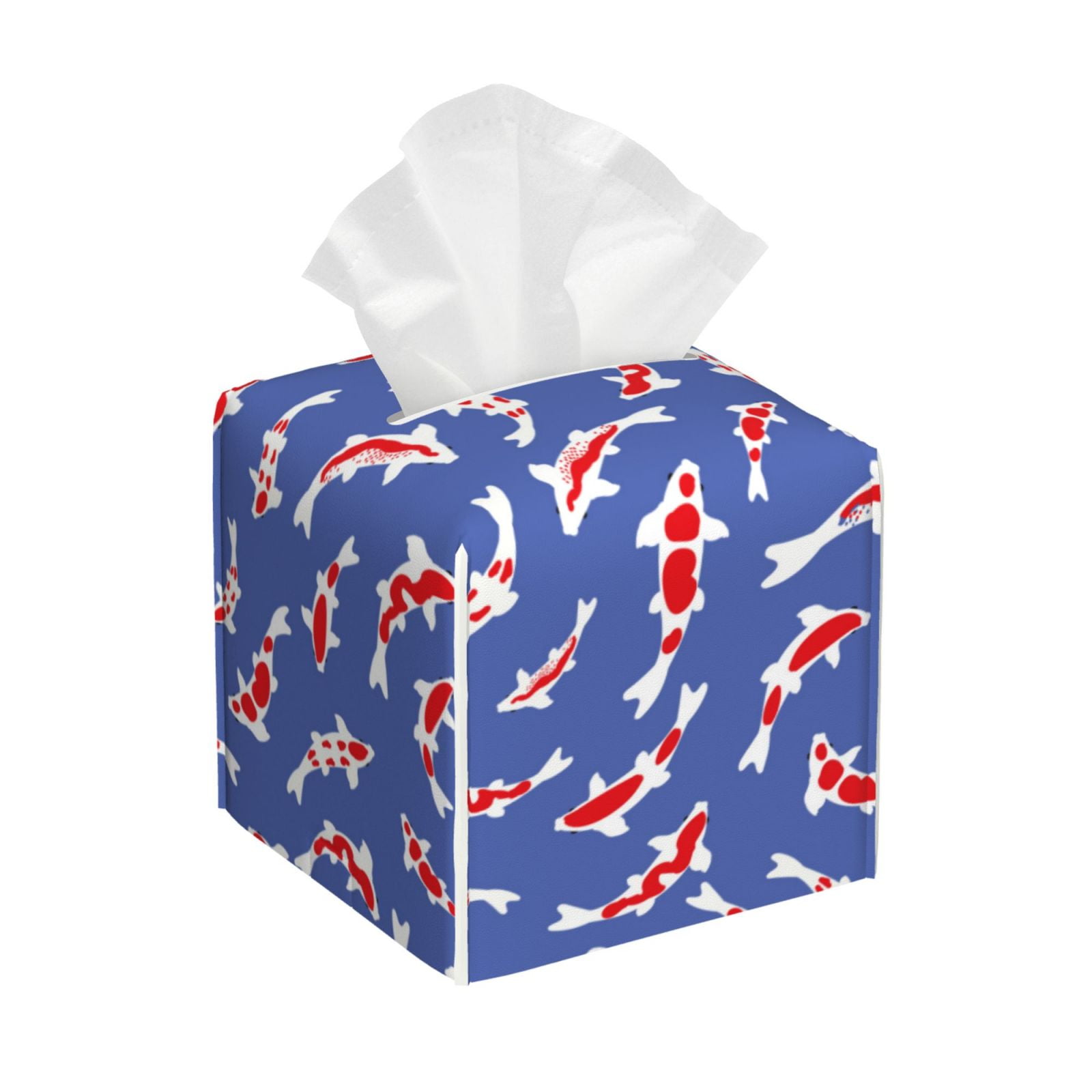 Uemuo Beautiful Koi Fish Tissue Box Cover Holder, Square with Bottom ...