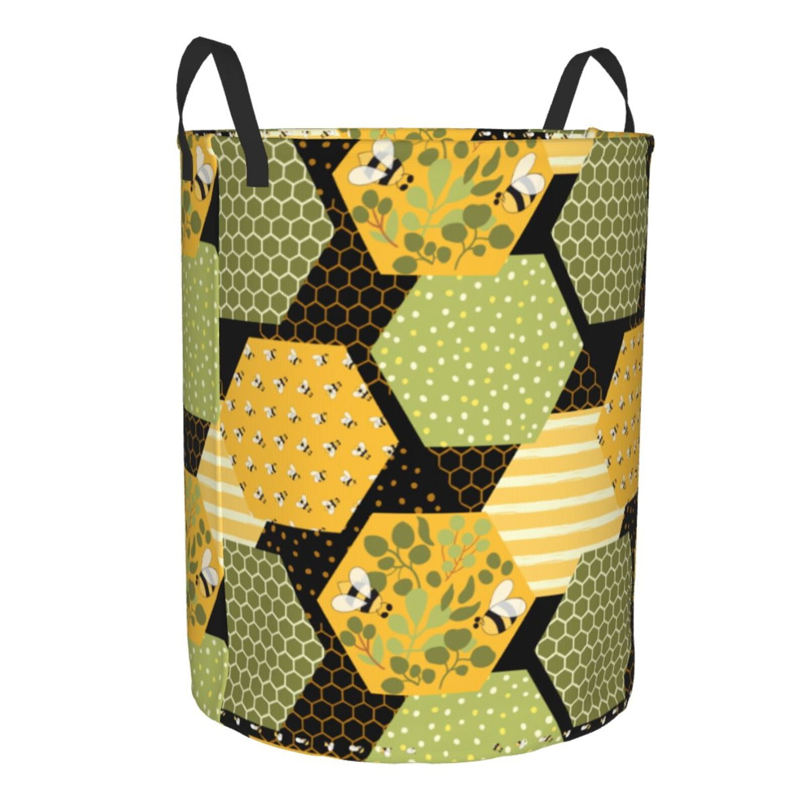 Uemuo Bee honey Pattern Circular Laundry Hamper Basket with handles ...
