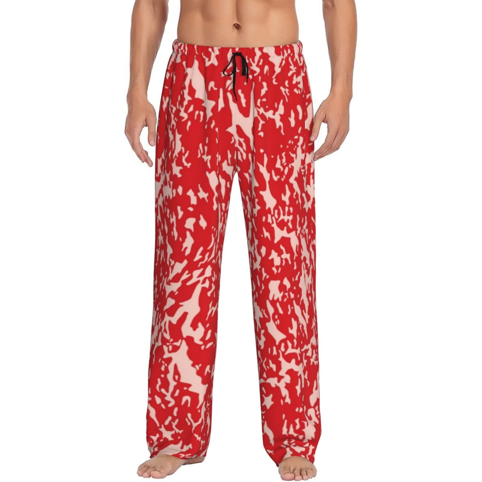 Uemuo Beef Pattern Men's Wide Leg Palazzo Lounge Pants with Pockets ...