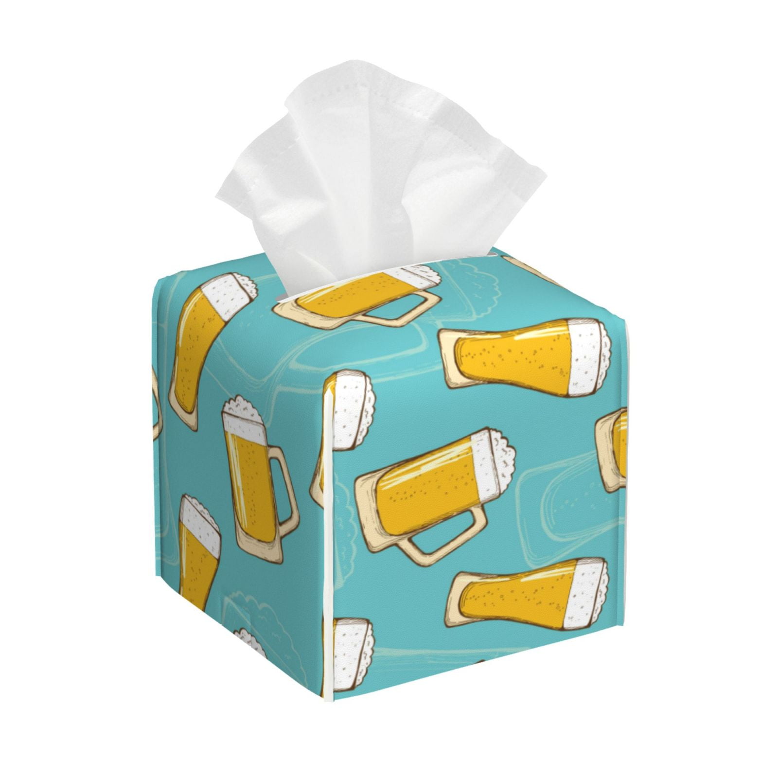 Uemuo Beer Tissue Box Cover Holder, Square with Bottom Belt - PVC ...