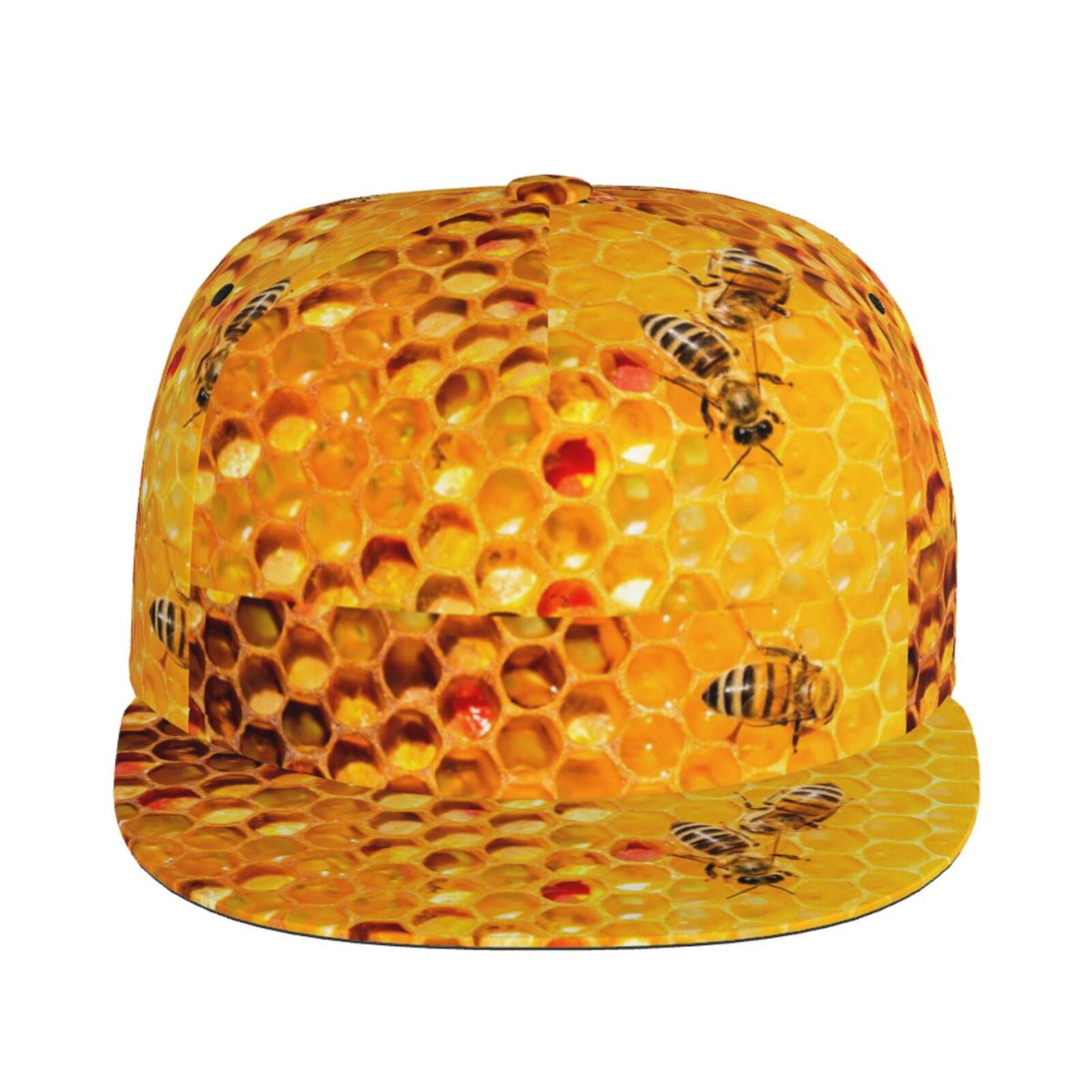 Uemuo Bees on Hive Honeycomb Pattern Women's Baseball Cap,Straight Brim ...