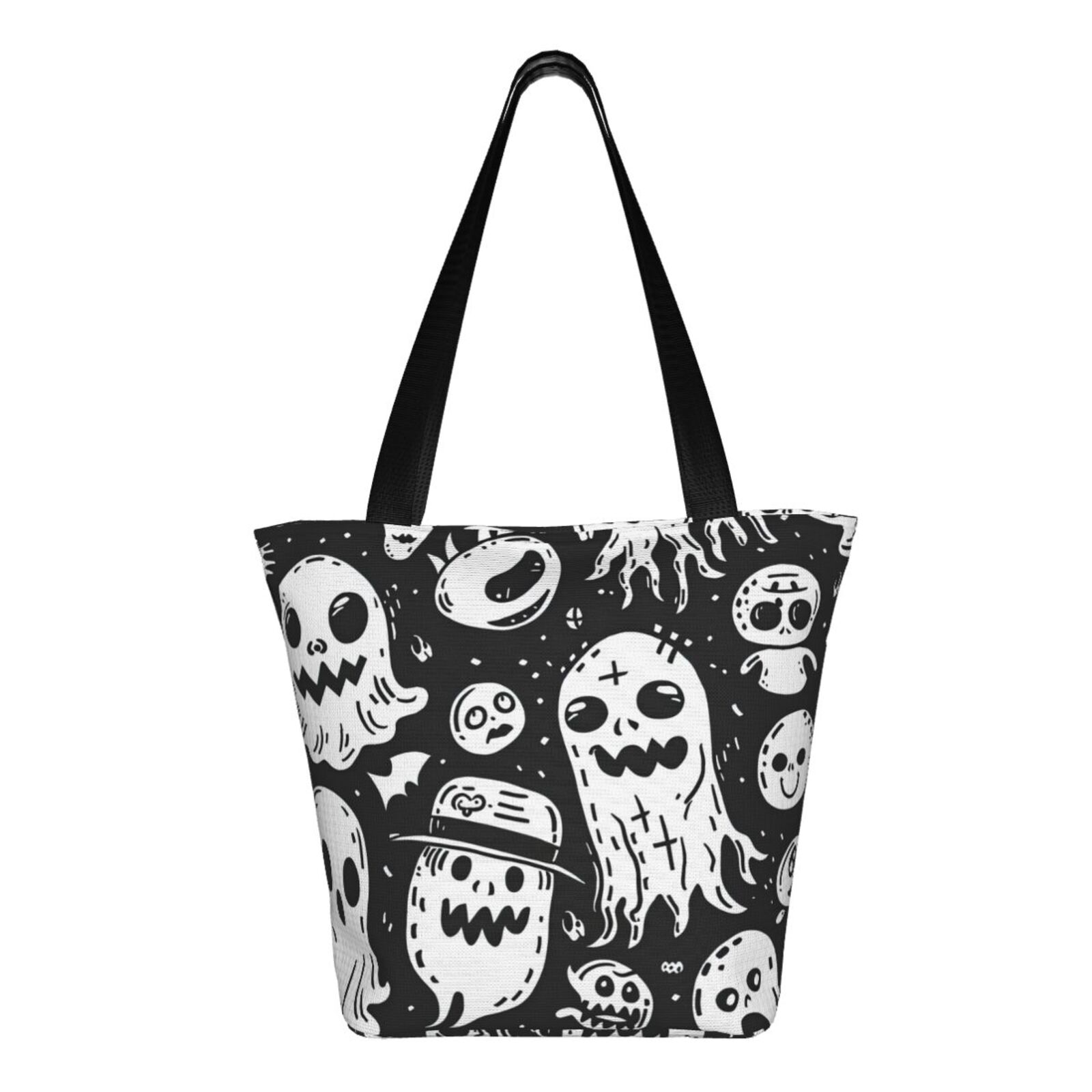 Uemuo Black White Spooky Ghosts Print Tote Bags for Women,Large ...