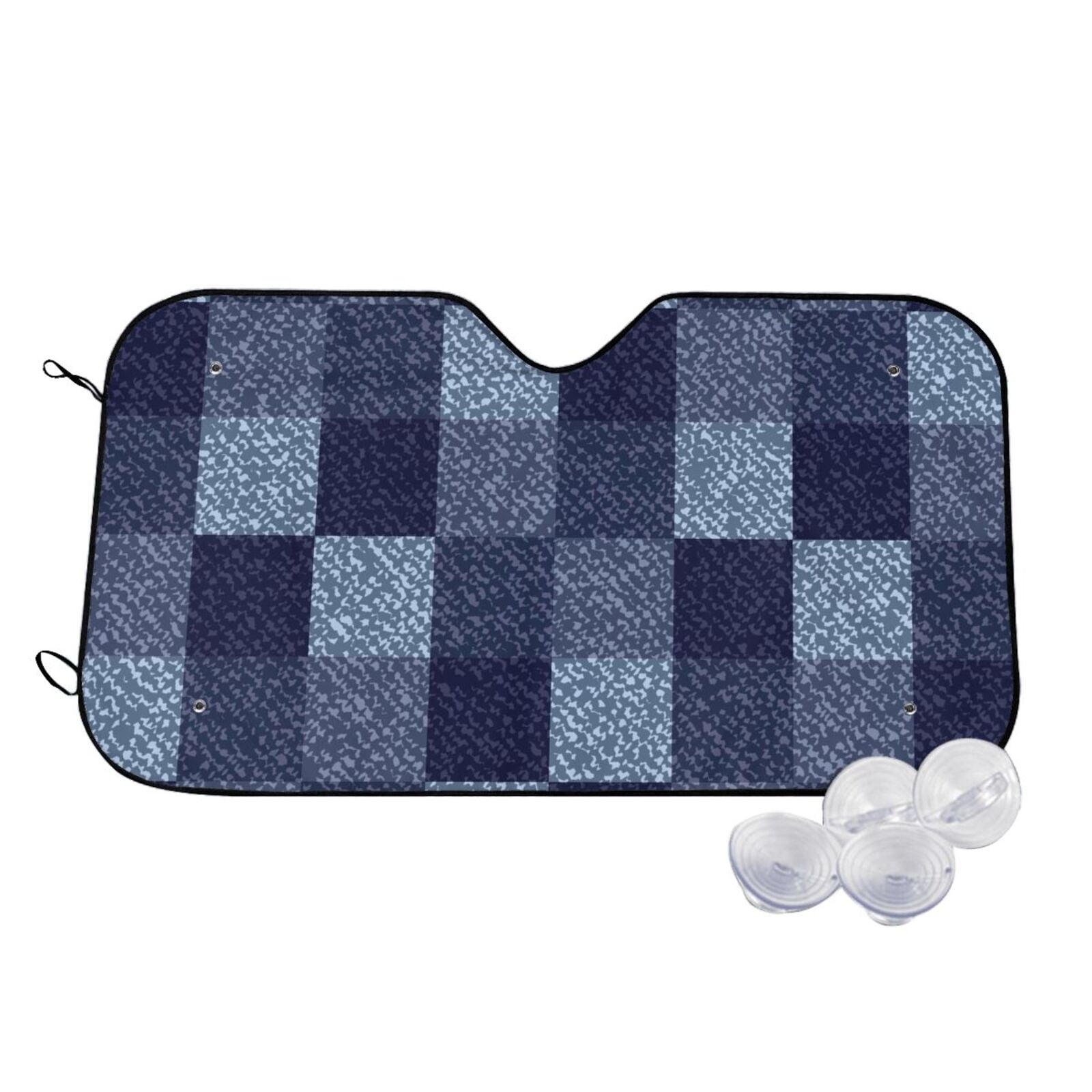 Uemuo Blue Gingham Buffalo Check Pattern Accordion Car Windshield Sun ...