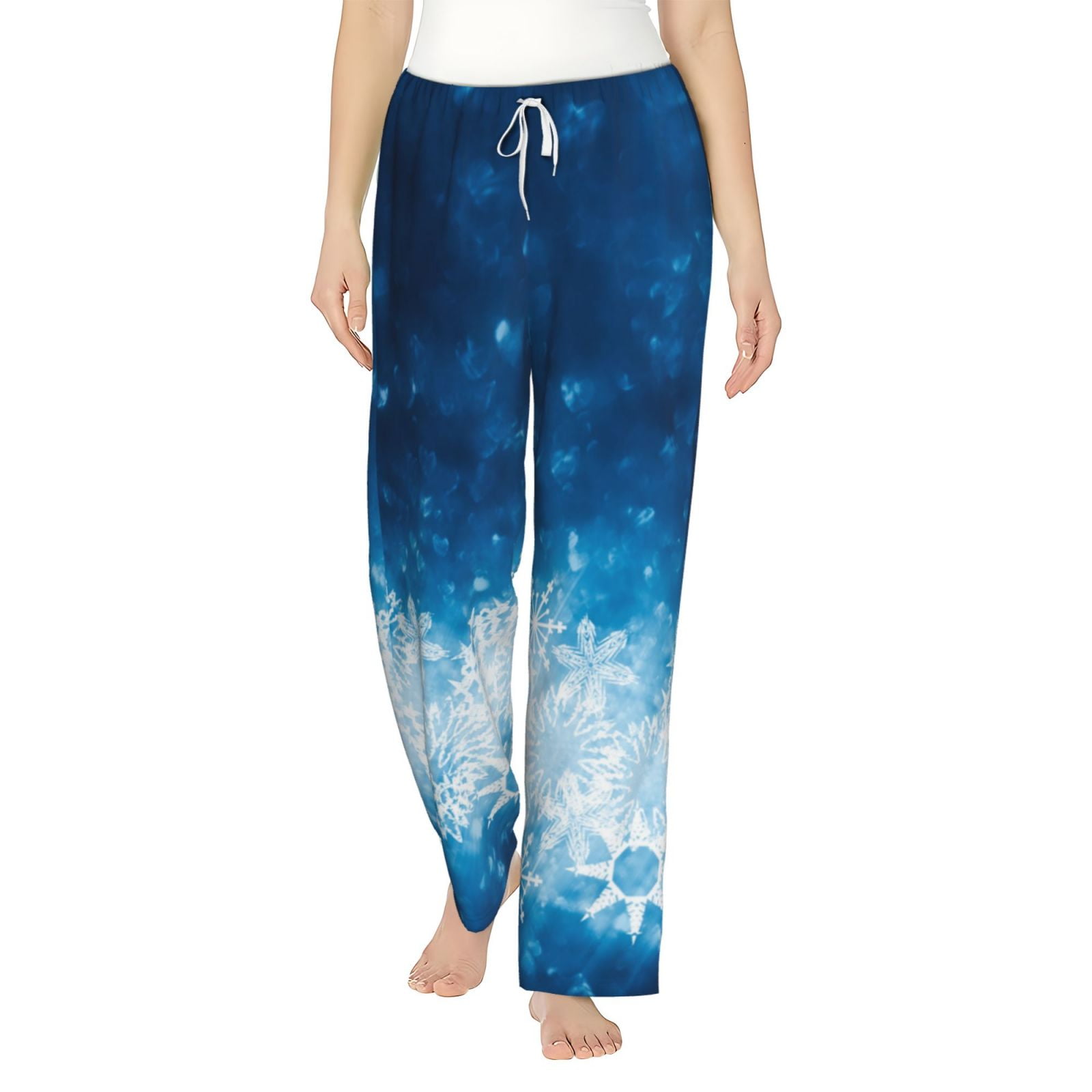 Uemuo Blue Glitter Sparkles Pattern Women's Wide Leg Palazzo Lounge ...