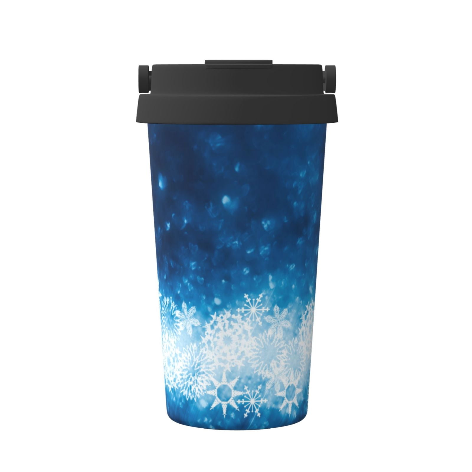 Uemuo Blue Glitter Sparkles Print Carry Insulated Coffee Mug, Travel ...