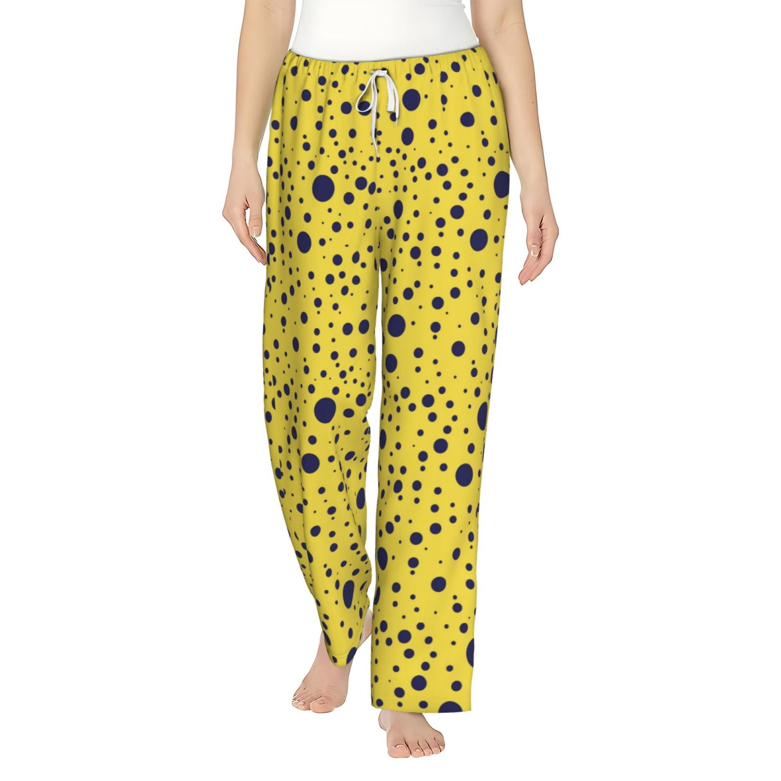 Uemuo Blue Spots Pattern Women's Wide Leg Palazzo Lounge Pants with ...